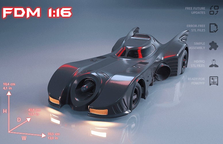 Batmobile 1989 STL, Batmobile 3D Model, Batmobile 3D Print Files ...