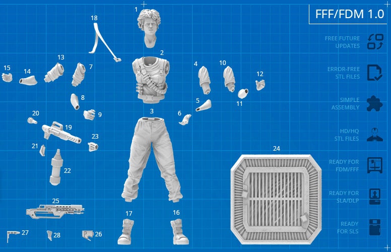 Ellen Ripley STL, Ellen Ripley 3D Model, Ellen Ripley 3D Print Files ...