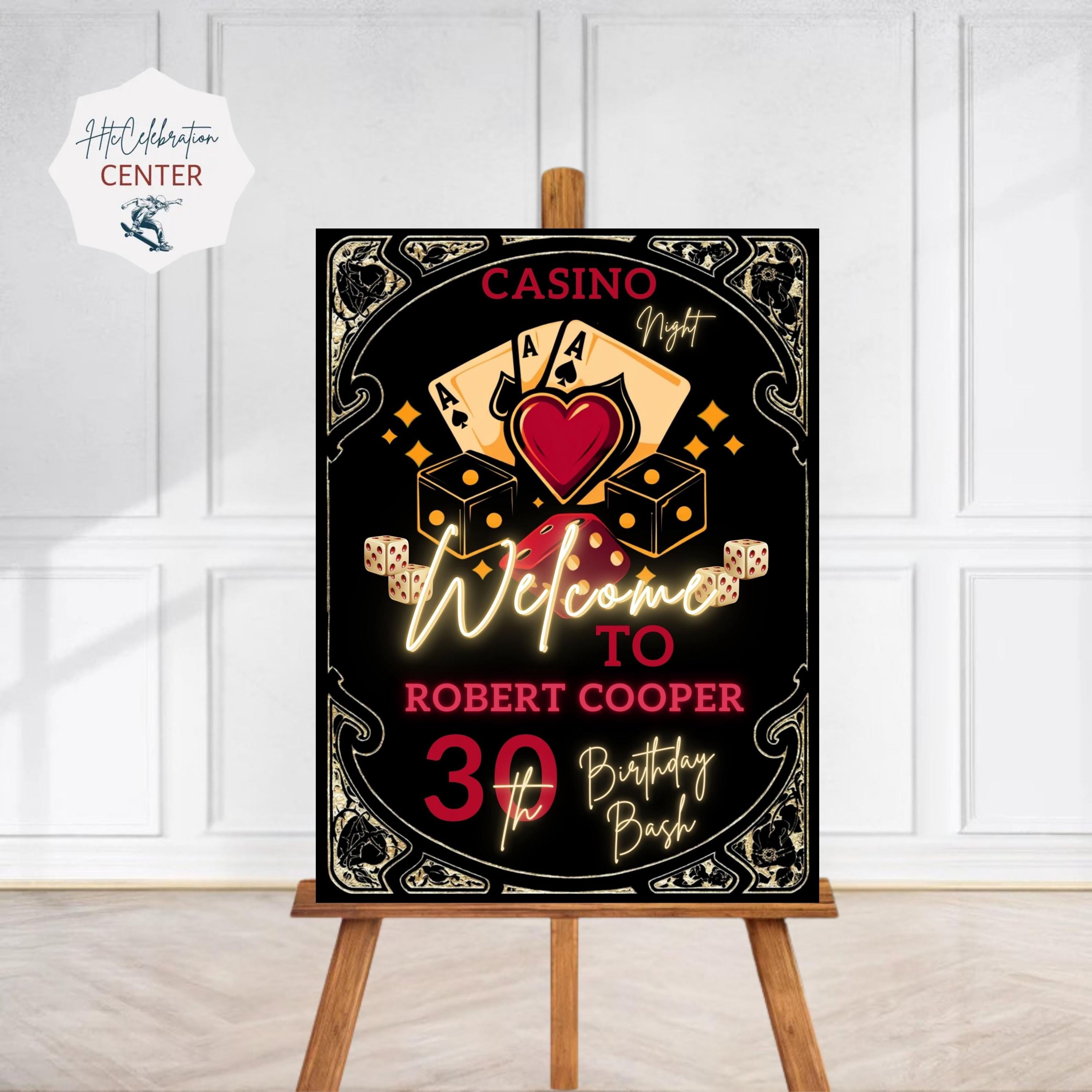 Editable Casino Birthday Welcome Sign. Poker Birthday. Adult Birthday ...