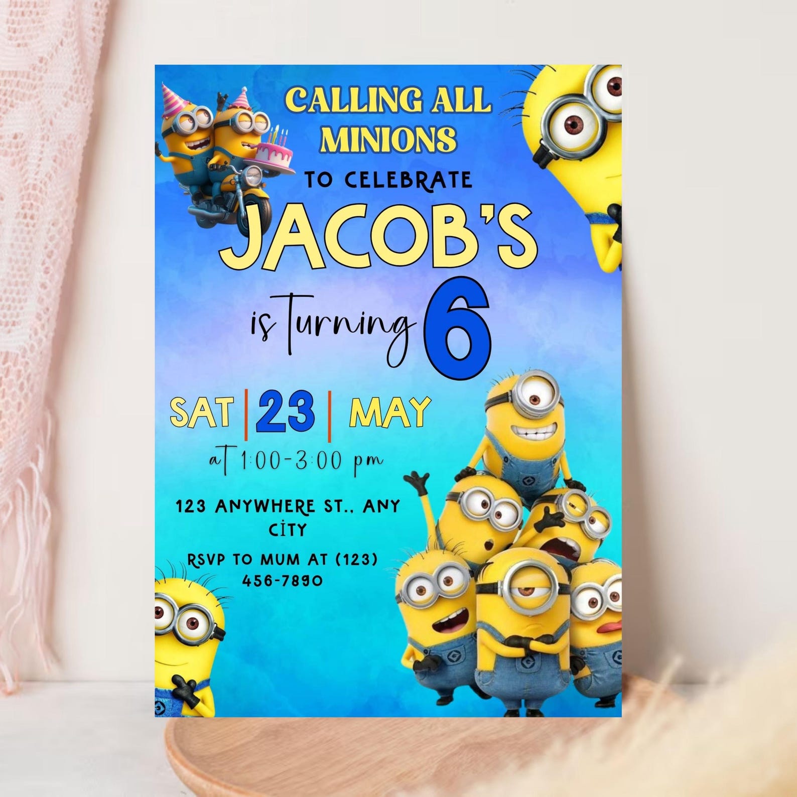 Despicable Me Birthday Invitation,editable for Boy and Girl Kids ...