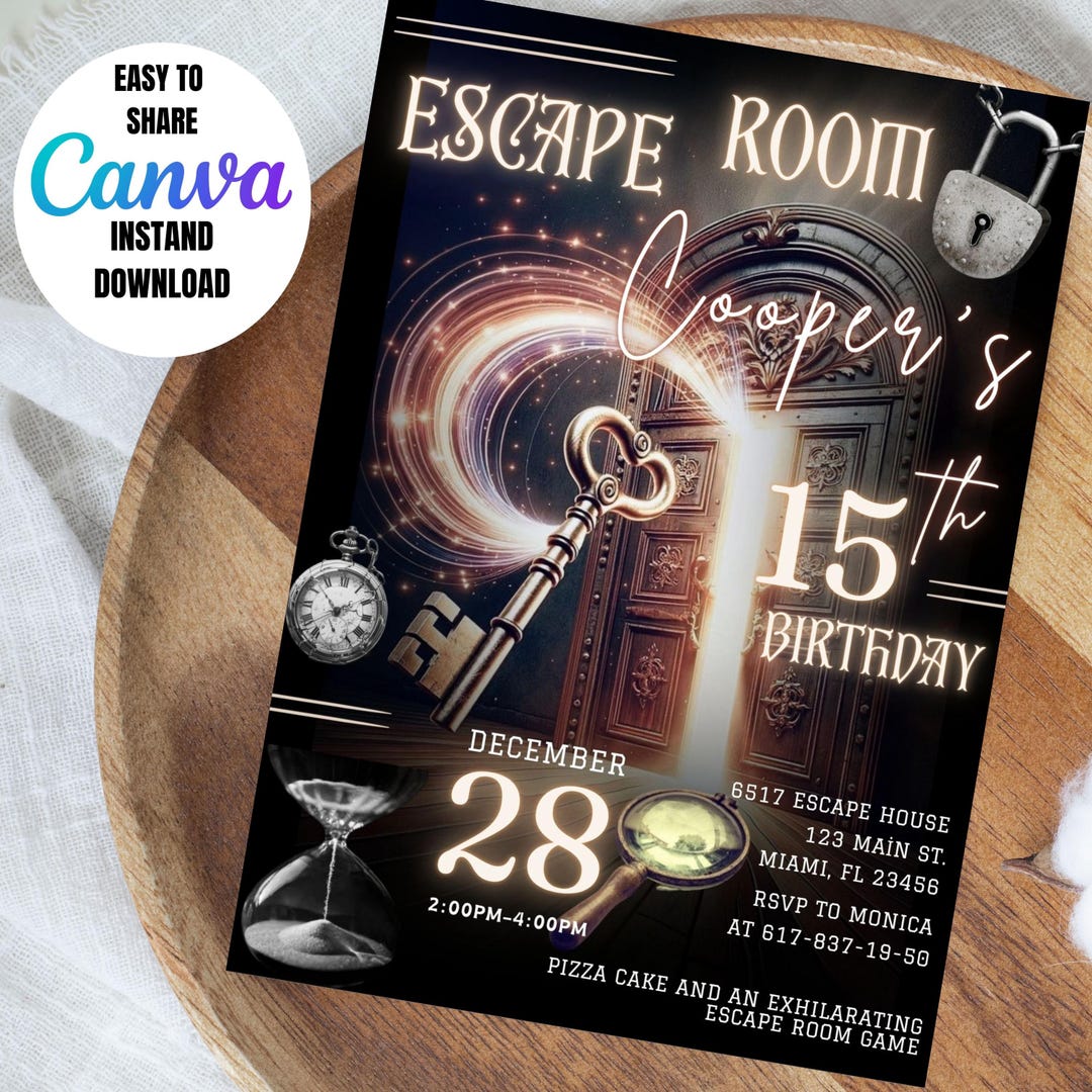 15TH Editable Escape Room Invitation,team Building Activity Party ...