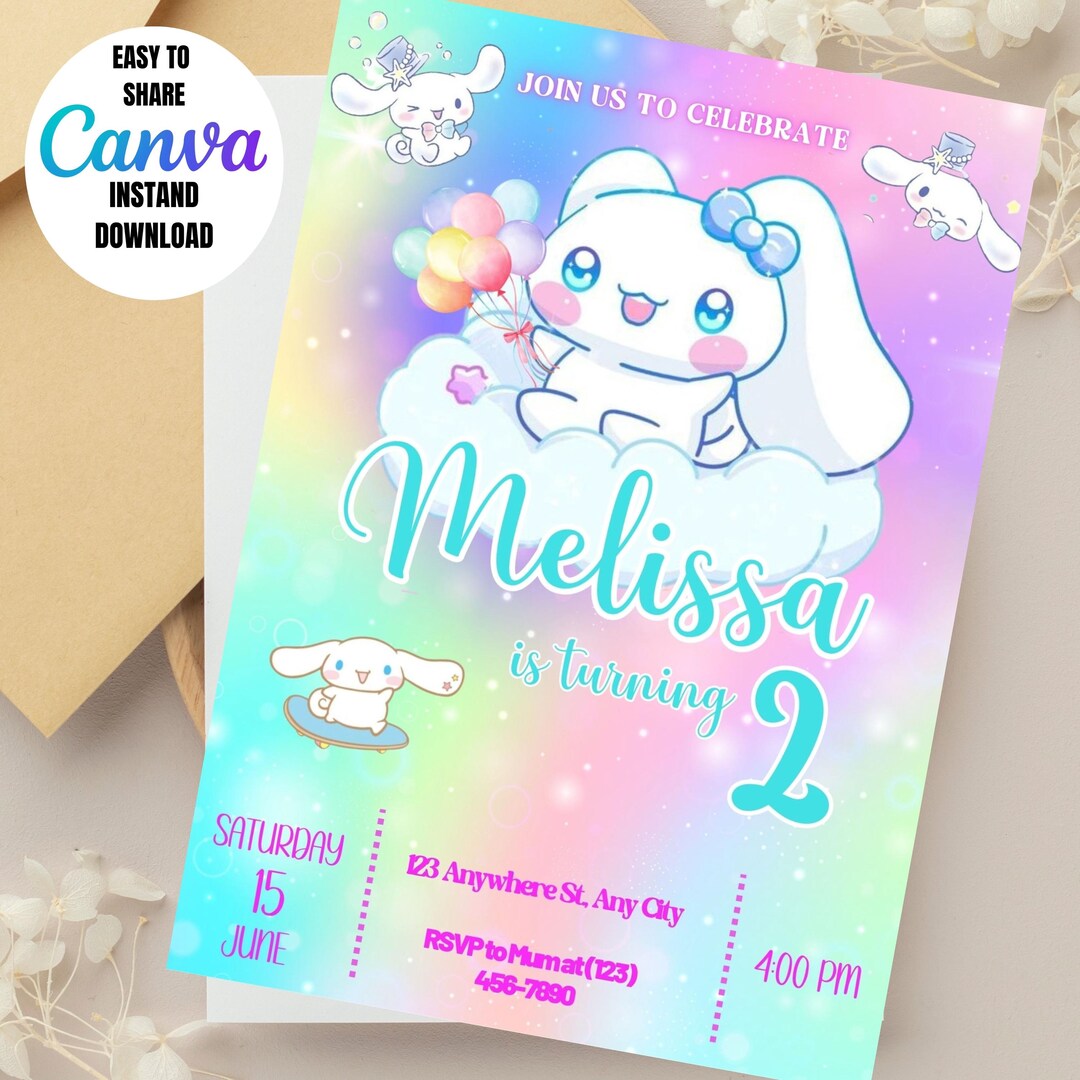 Kitty and Friends Party Invitation| Kawaii Birthday Invitation| Canva ...