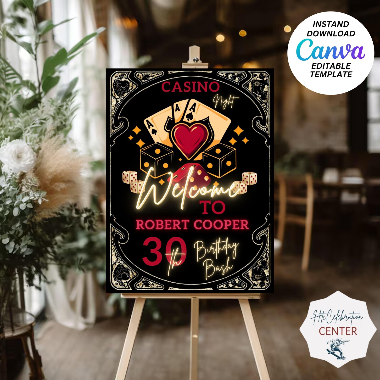 Editable Casino Birthday Welcome Sign. Poker Birthday. Adult Birthday ...