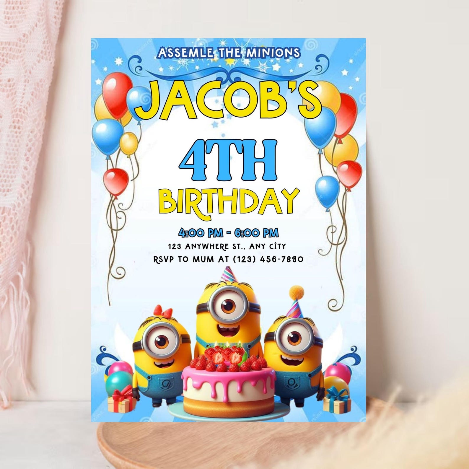 Editable Despicable Me Birthday Invitation, for Boy and Girl Kids ...
