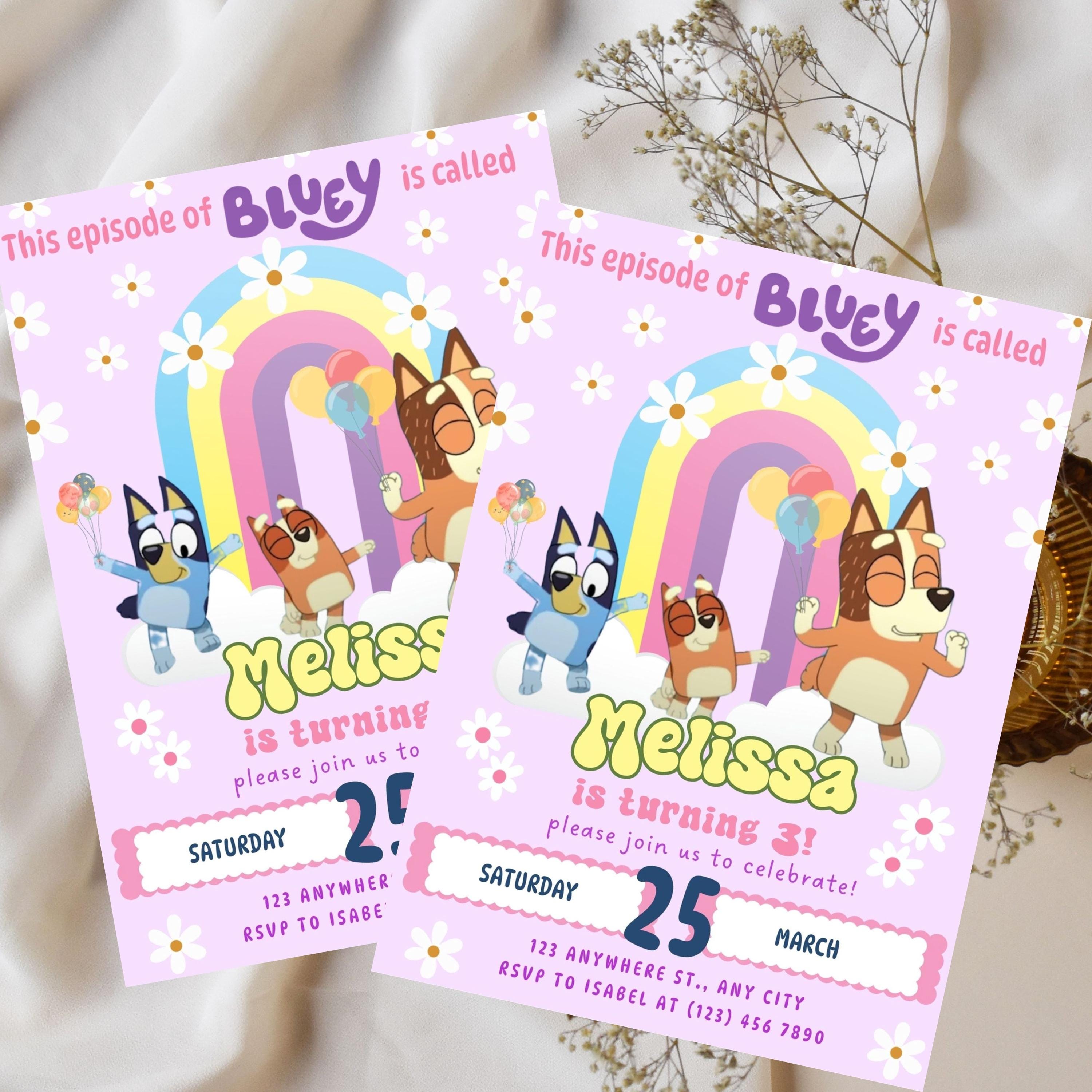 Girl Bluey Birthday Invitation Template, Bluey Invitation, Digital ...