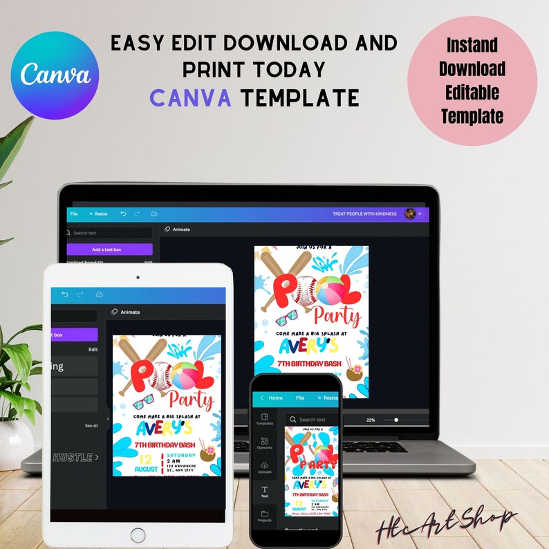 Editable Baseball Pool Birthday Party Invitation,sports Birthday,summer ...