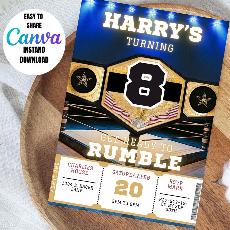 Wwe Invitation - Etsy