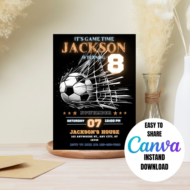 Game Sport Party Invitationtemplate,soccer Invite,printable 8th Sports ...