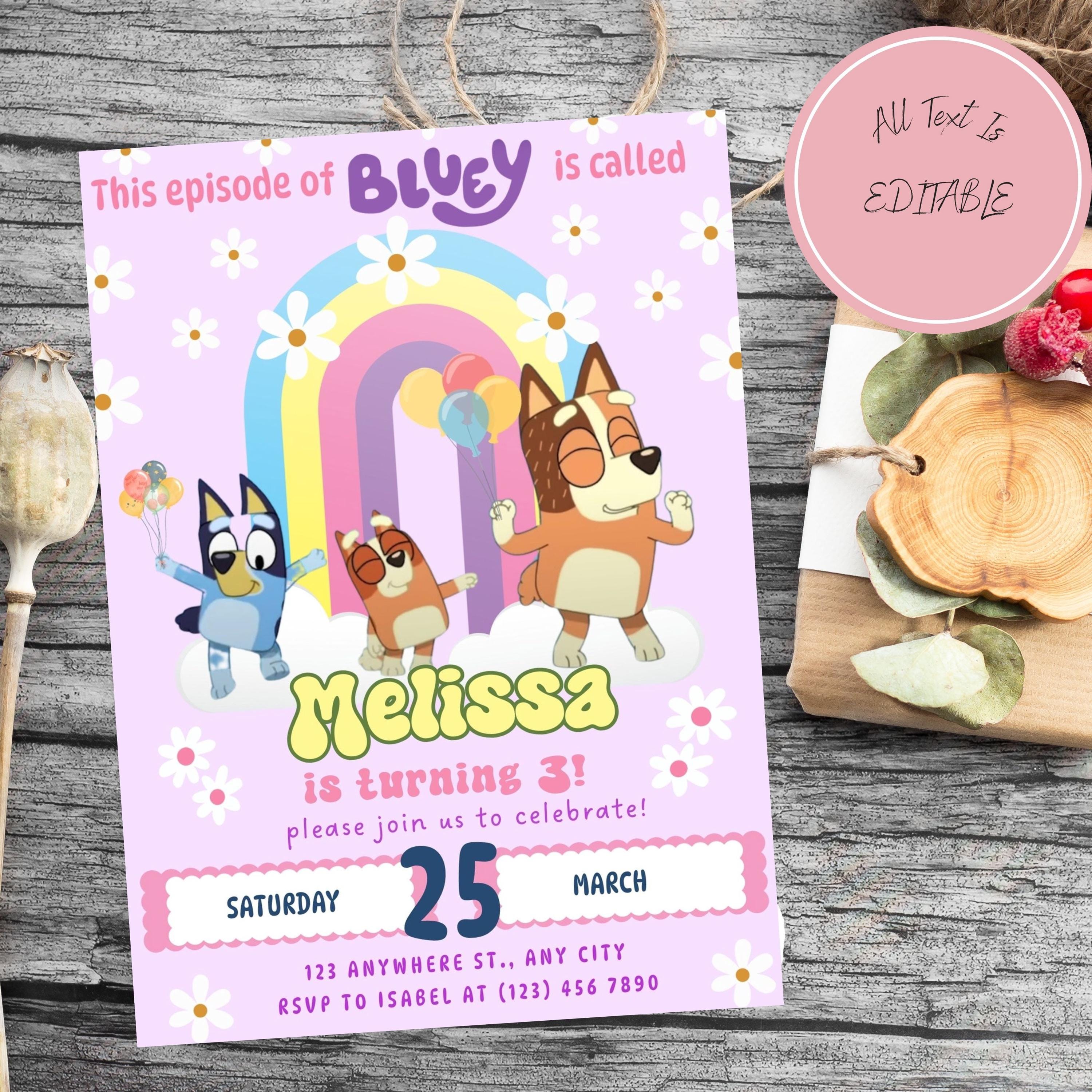 Girl Bluey Birthday Invitation Template, Bluey Invitation, Digital ...