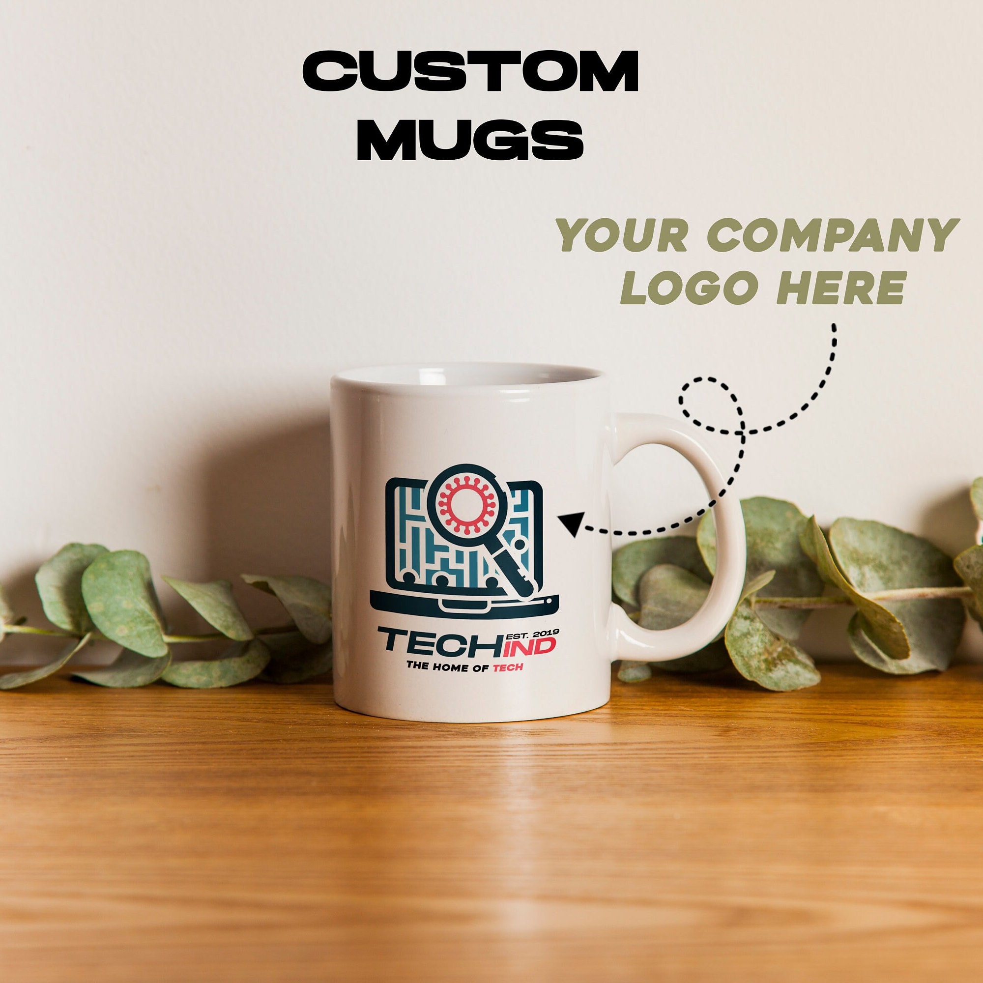 Tech Company Logo Coffee Mug, Custom Logo Coffee Cup, Bulk Printed ...