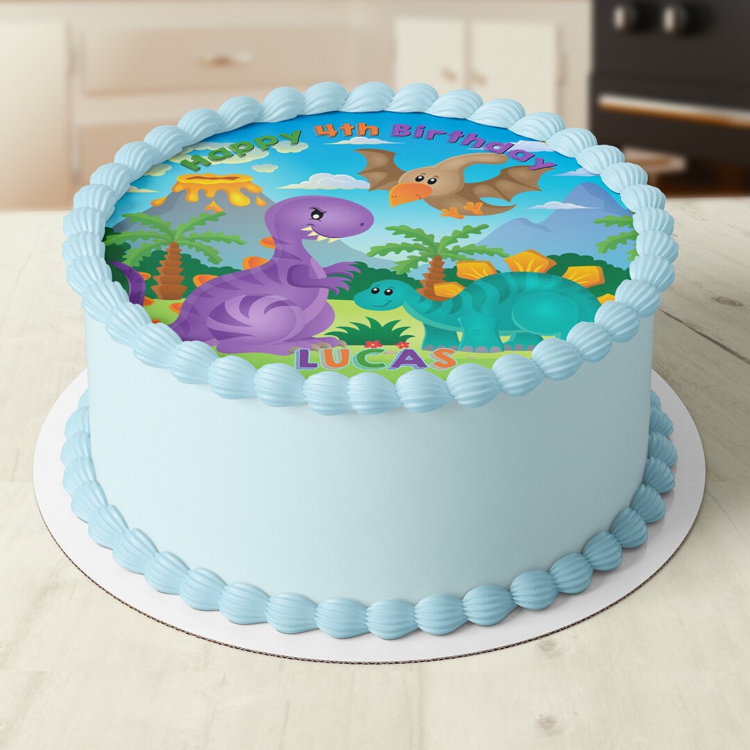 DIGITAL DOWNLOAD Dinosaurs Personalised Round Cake Topper We Edit You ...