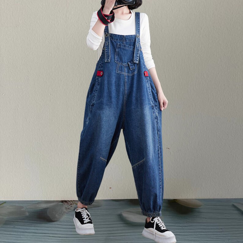 Blue Denim Overalls Baggy Jeans Jumpsuits Wide Leg Overall Plus Size