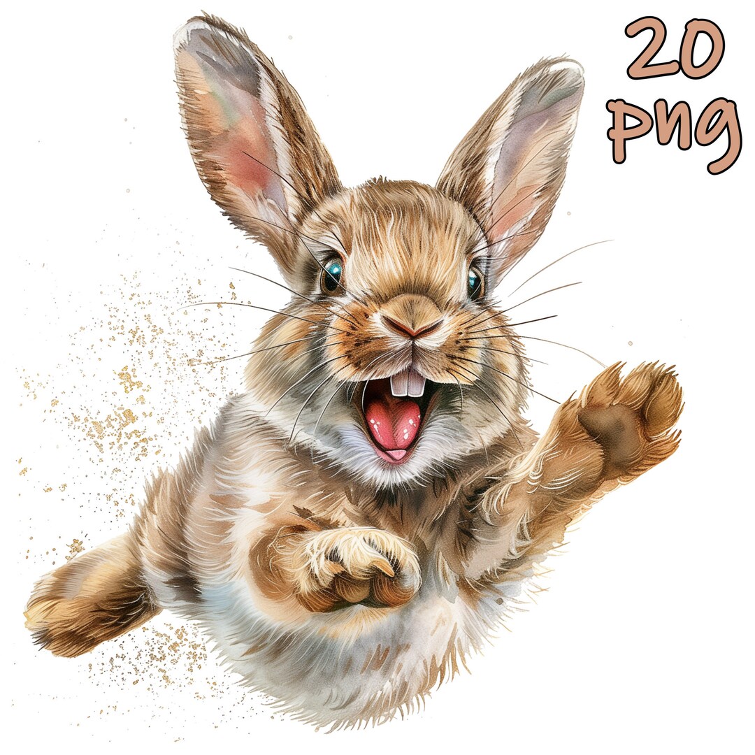 Rabbit Clipart Bundle, Happy Rabbit PNG, Rabbit Graphics, Bunny Clipart ...