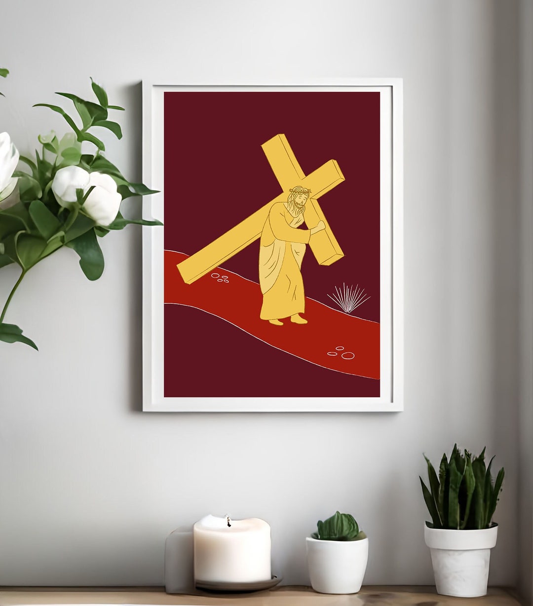 PRINTABLE Jesus Carrying Cross, Stations of the Cross, Jesus Artwork ...