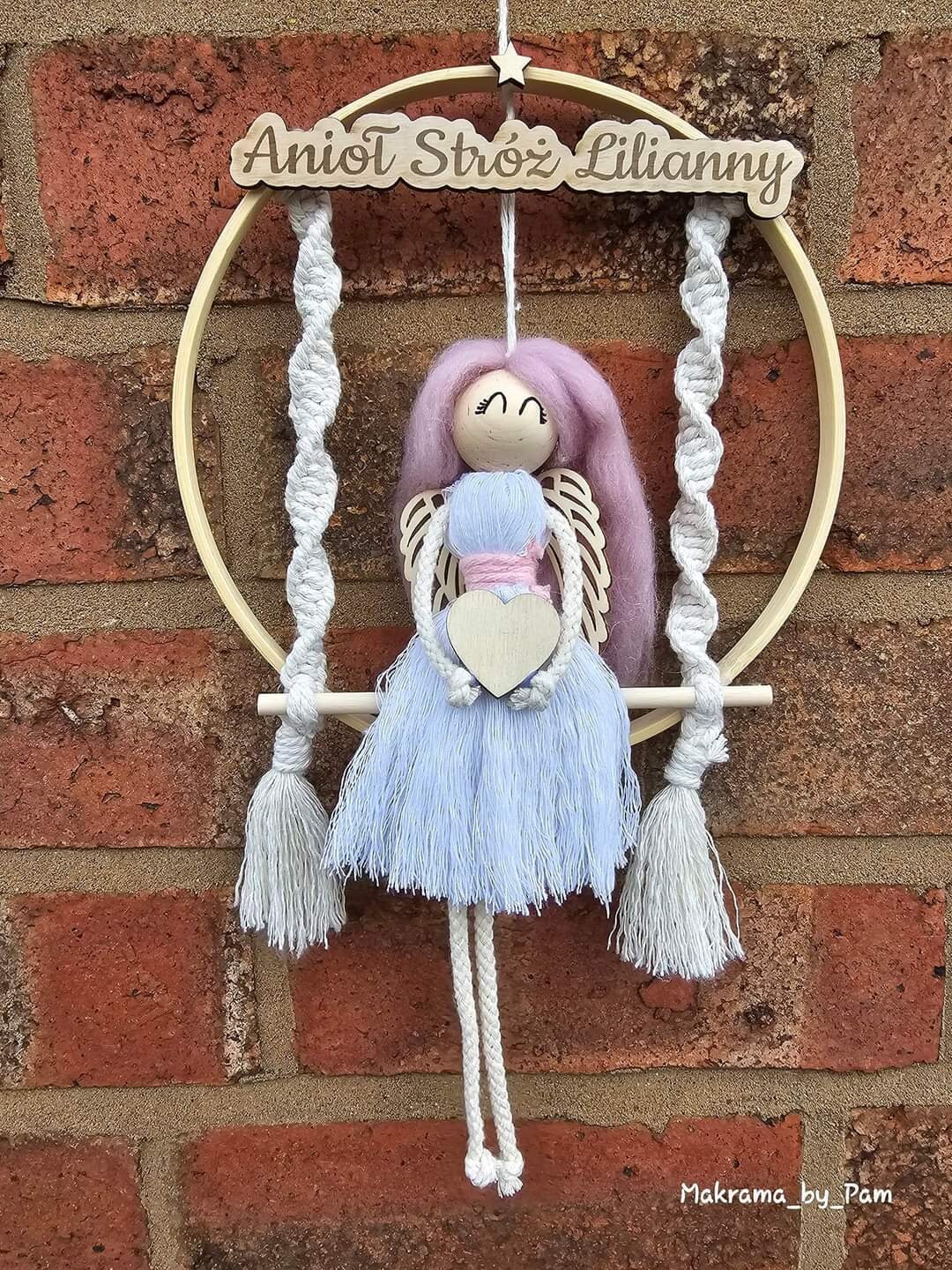 Macrame Guardian Angel on a Swing - Etsy