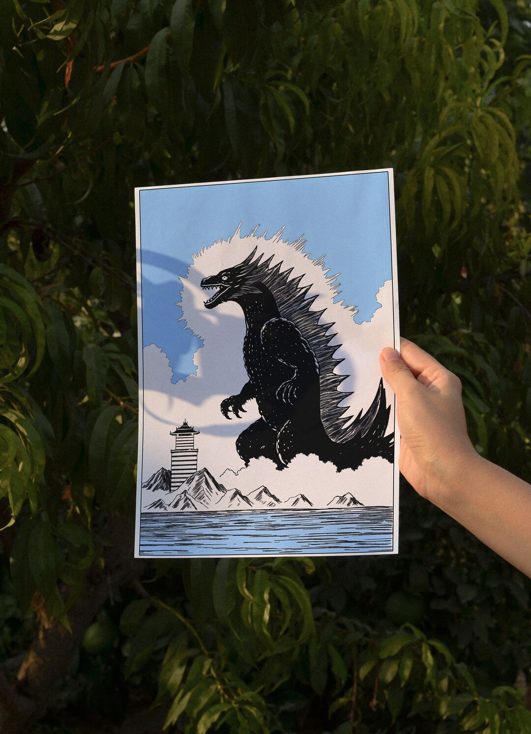 Vintage Godzilla Art Print Abstract Monster Illustration - Etsy