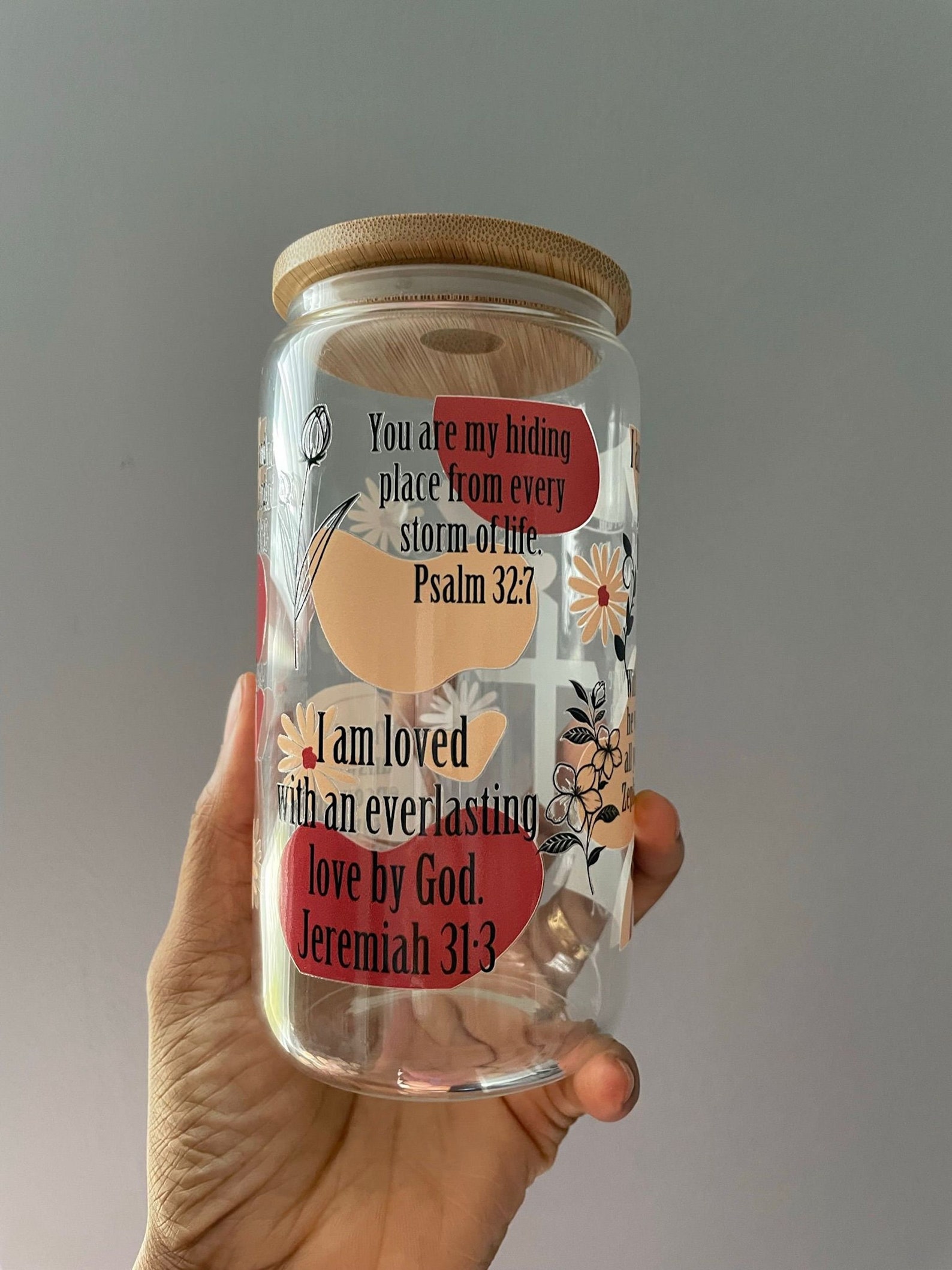 Christian Affirmation Iced Coffee Cup, Bible Verse Glass Tumbler, Beer ...