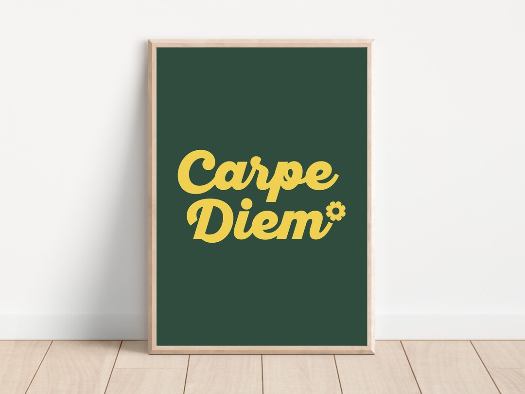 Carpe Diem Digital Typographic Poster Inspiring Yellow and - Etsy