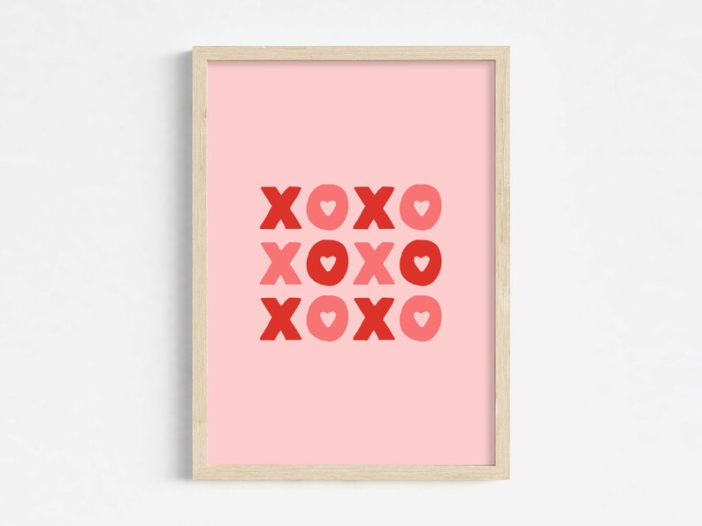 XOXO Print in Pink and Red, Printable Valentine's Day Wall Art ...
