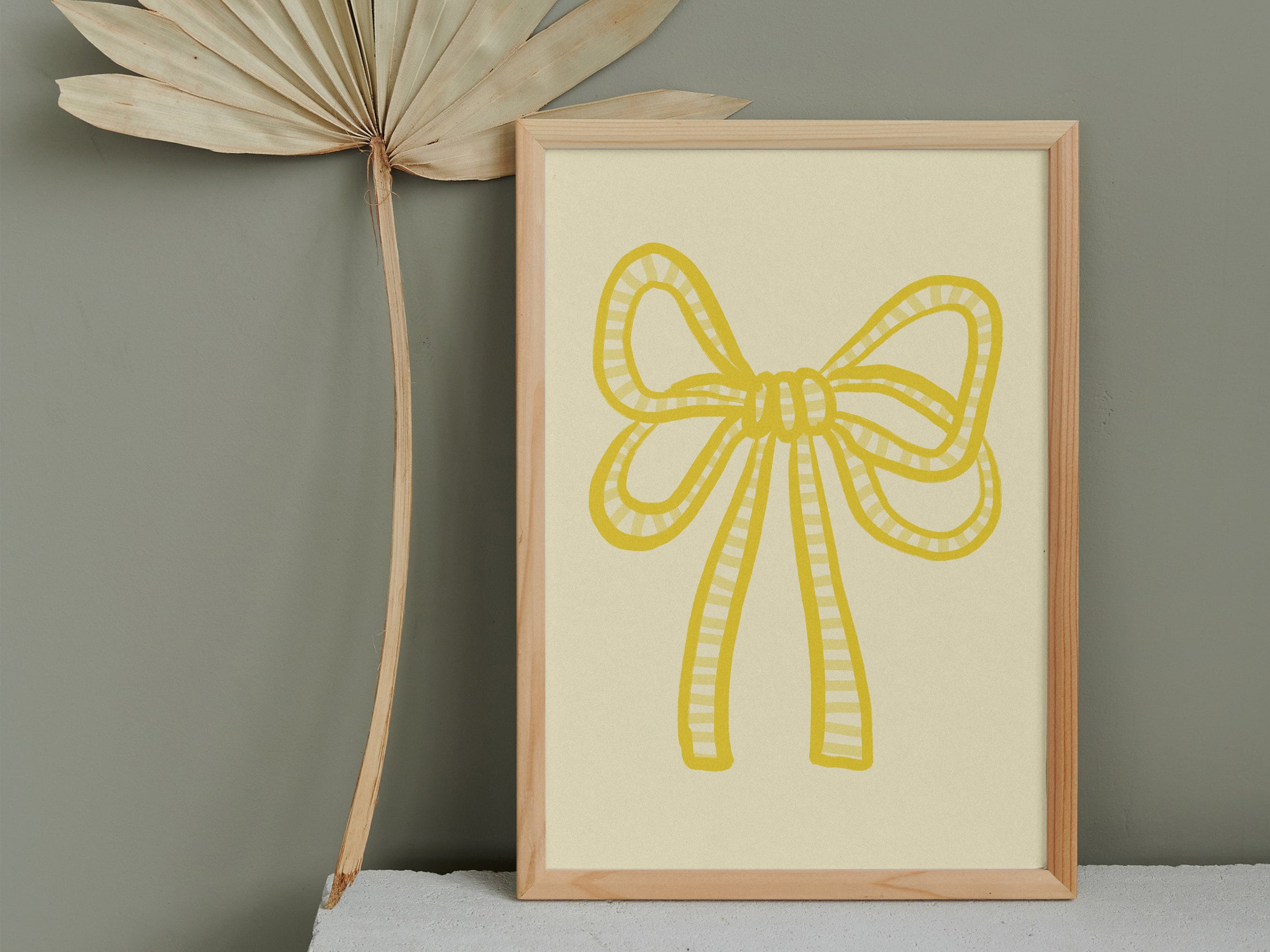 Yellow Preppy Bow Poster, Coquette Room Decor, Balletcore Digital Print ...