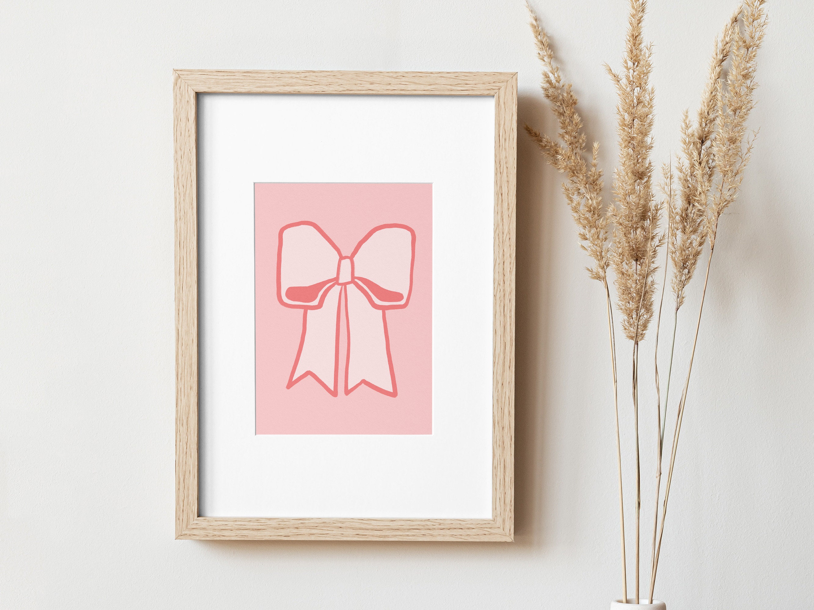 Pink Preppy Bow Poster, Coquette Room Decor, Balletcore Digital Print ...