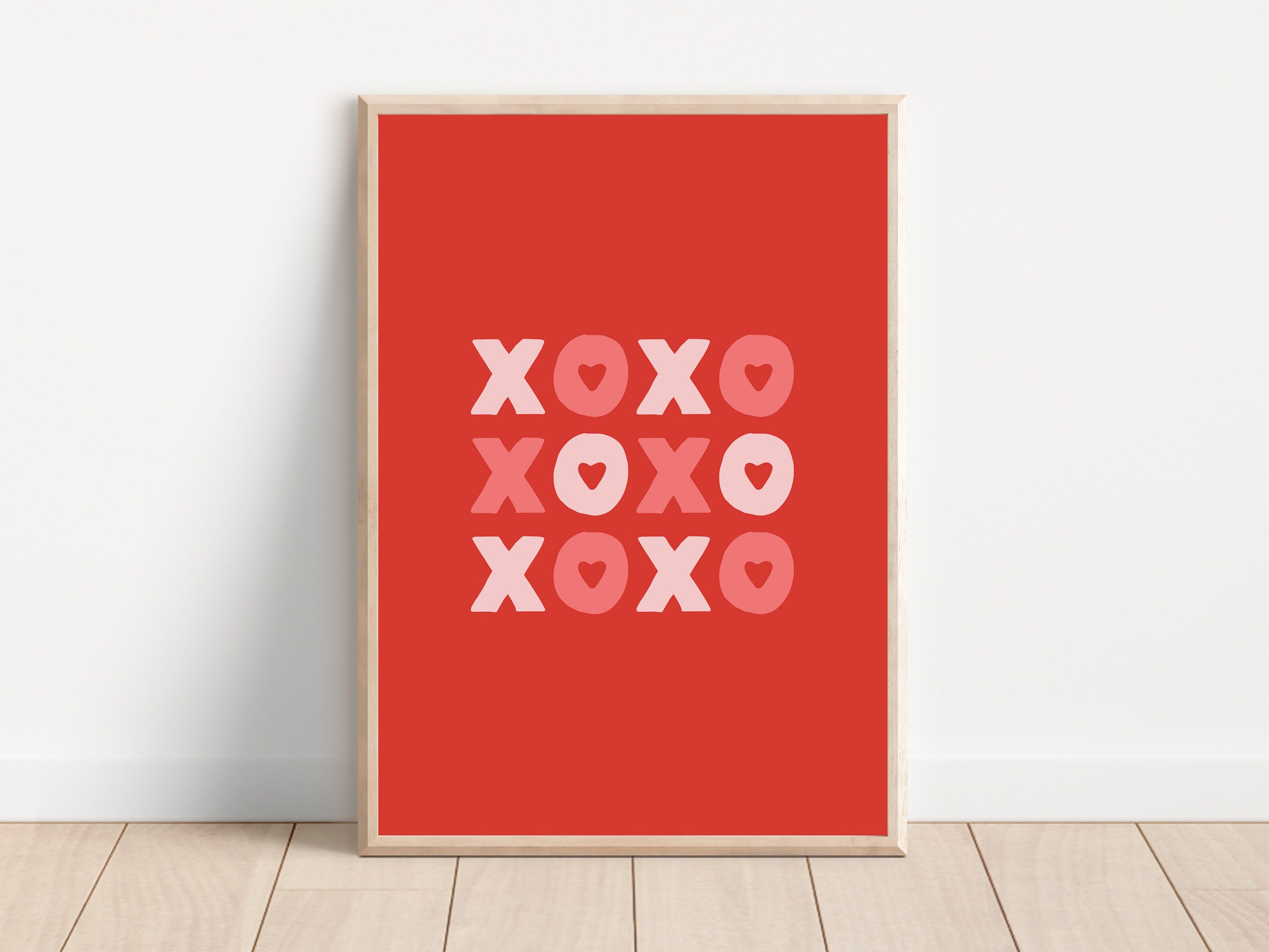 XOXO Print in Red and Pink, Printable Valentine's Day Wall Art ...