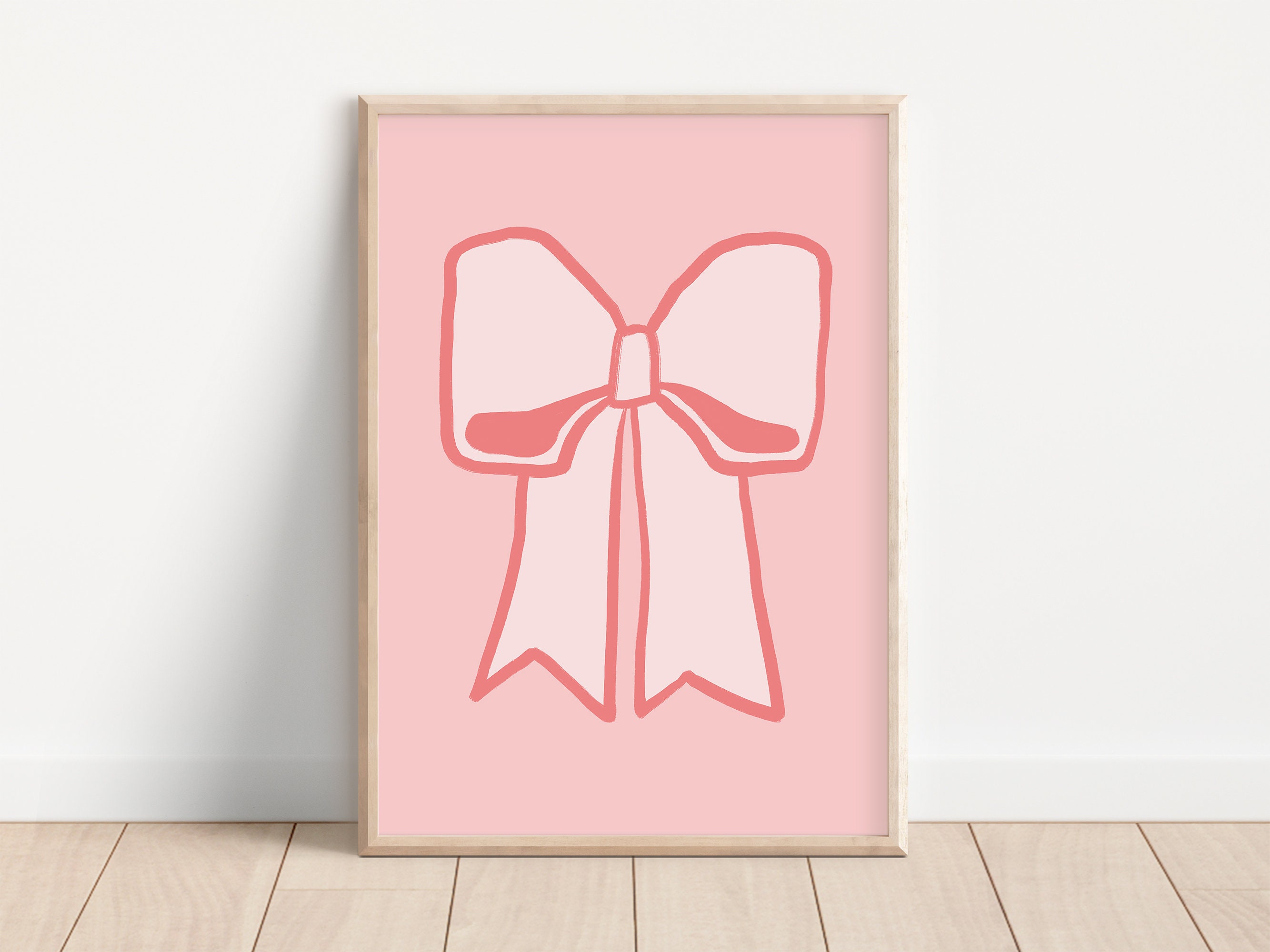 Pink Preppy Bow Poster, Coquette Room Decor, Balletcore Digital Print ...