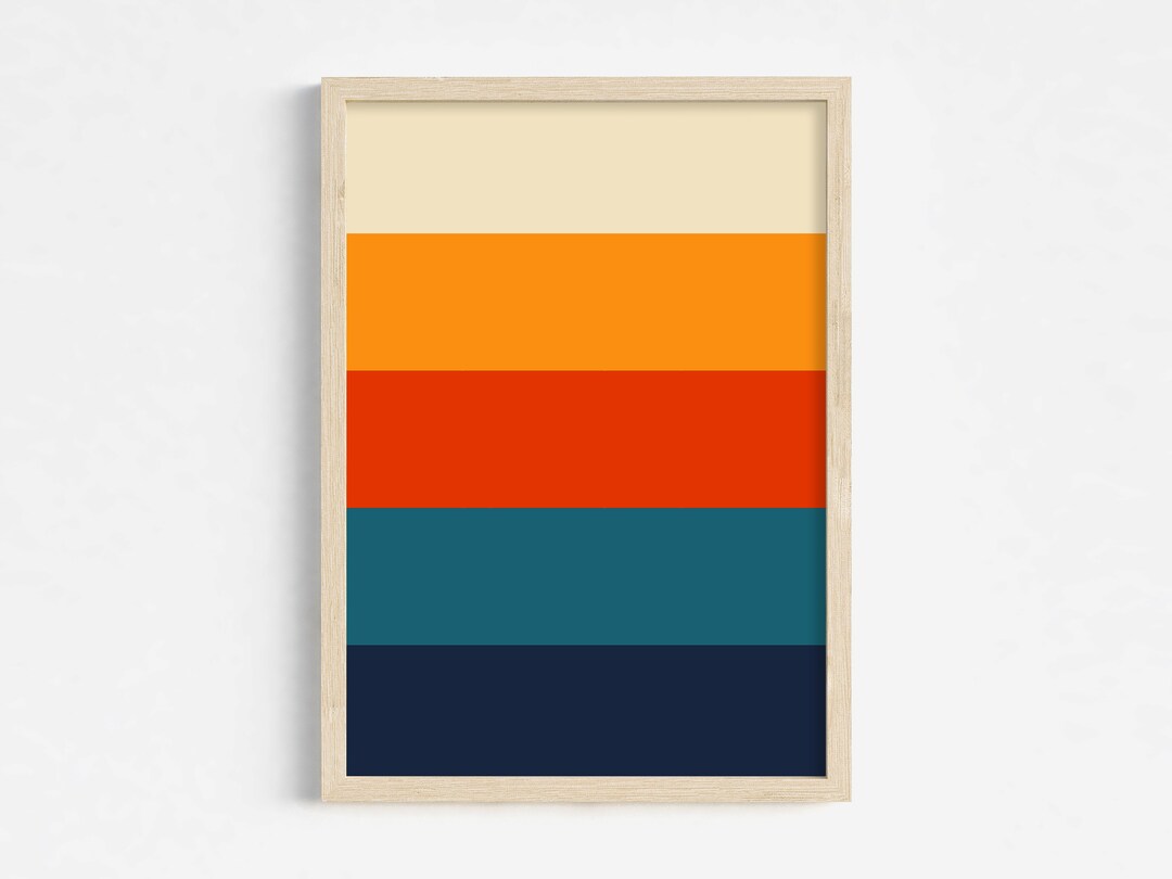 1970s Retro Rainbow Poster, Trendy Mid Century Modern Print, Abstract ...