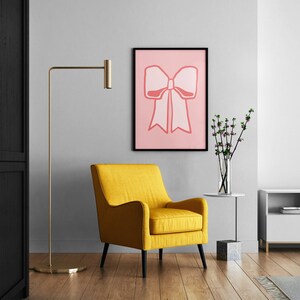 Pink Preppy Bow Poster, Coquette Room Decor, Balletcore Digital Print ...
