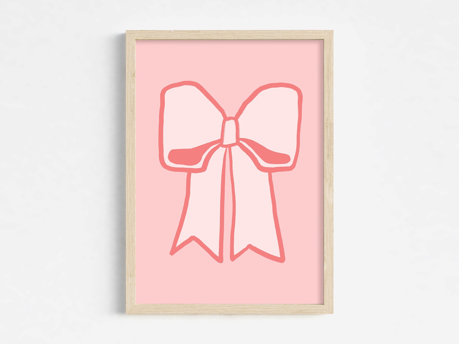 Pink Preppy Bow Poster, Coquette Room Decor, Balletcore Digital Print ...