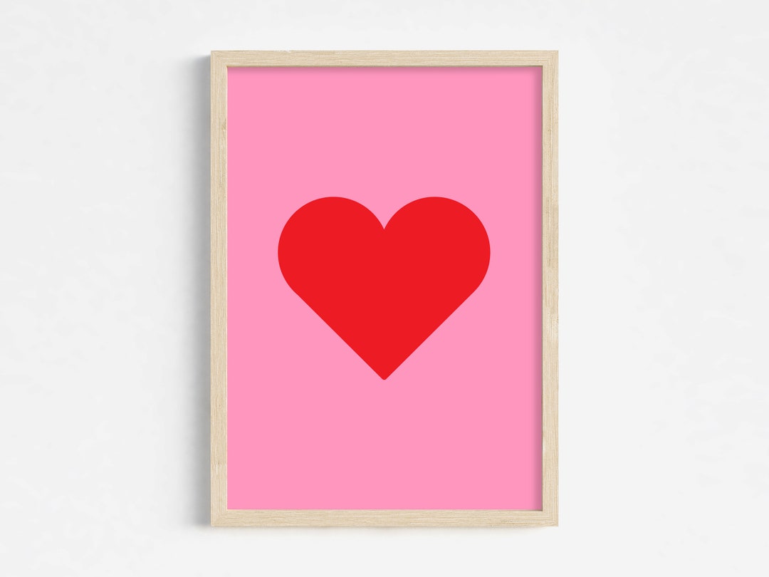 Red Heart Printable Wall Art, Valentine Room Decor, Love Poster ...