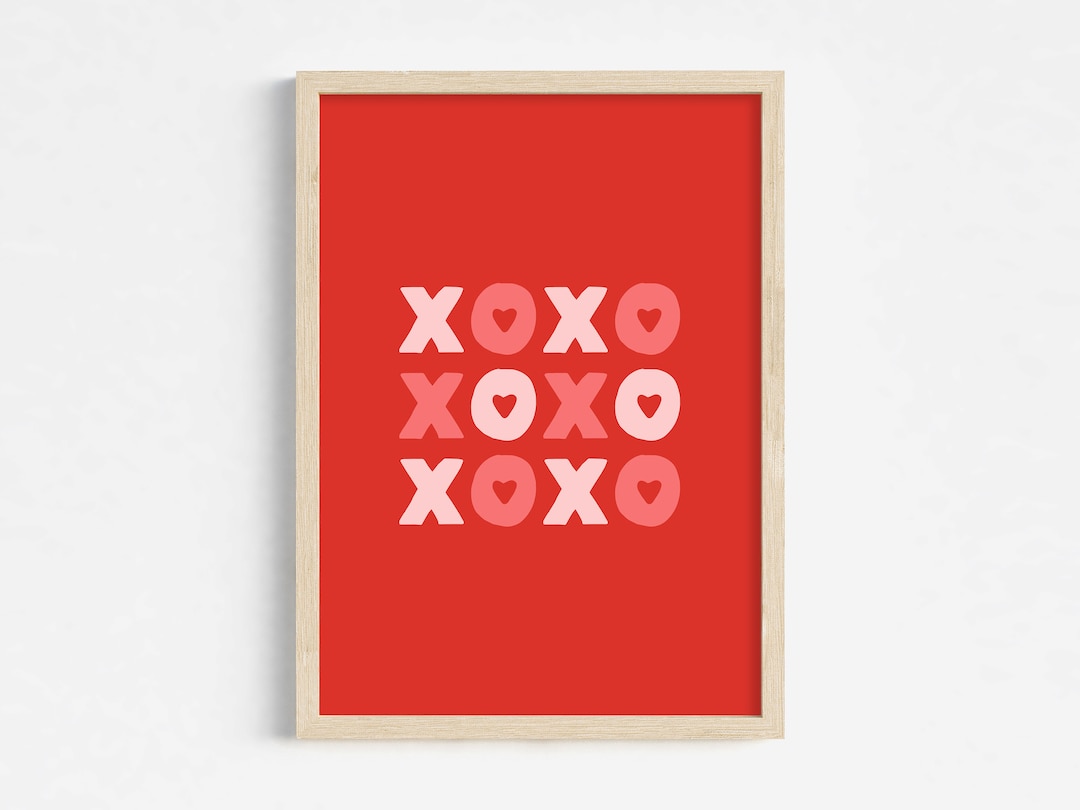 XOXO Print in Red and Pink, Printable Valentine's Day Wall Art ...