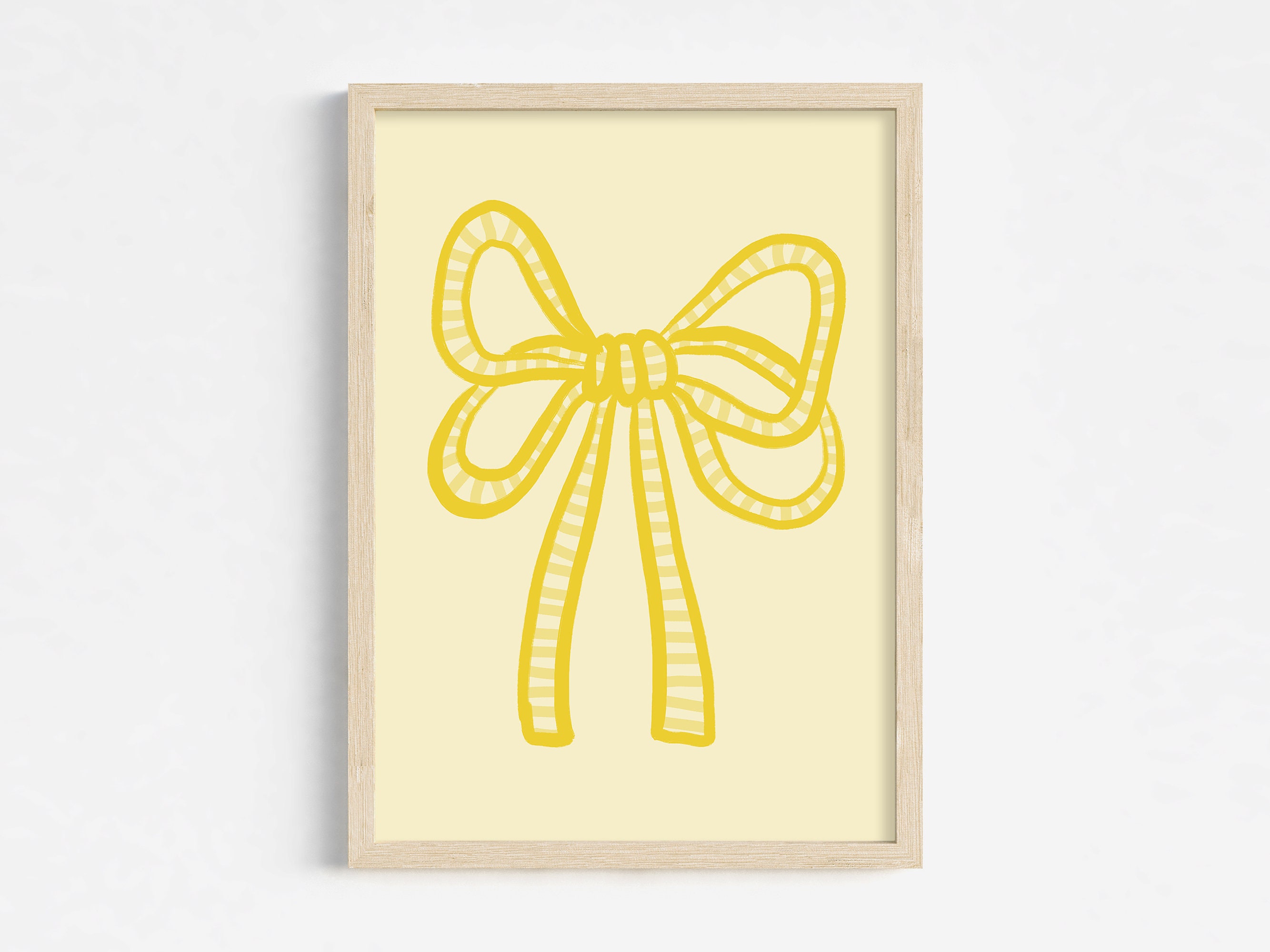 Yellow Preppy Bow Poster, Coquette Room Decor, Balletcore Digital Print ...