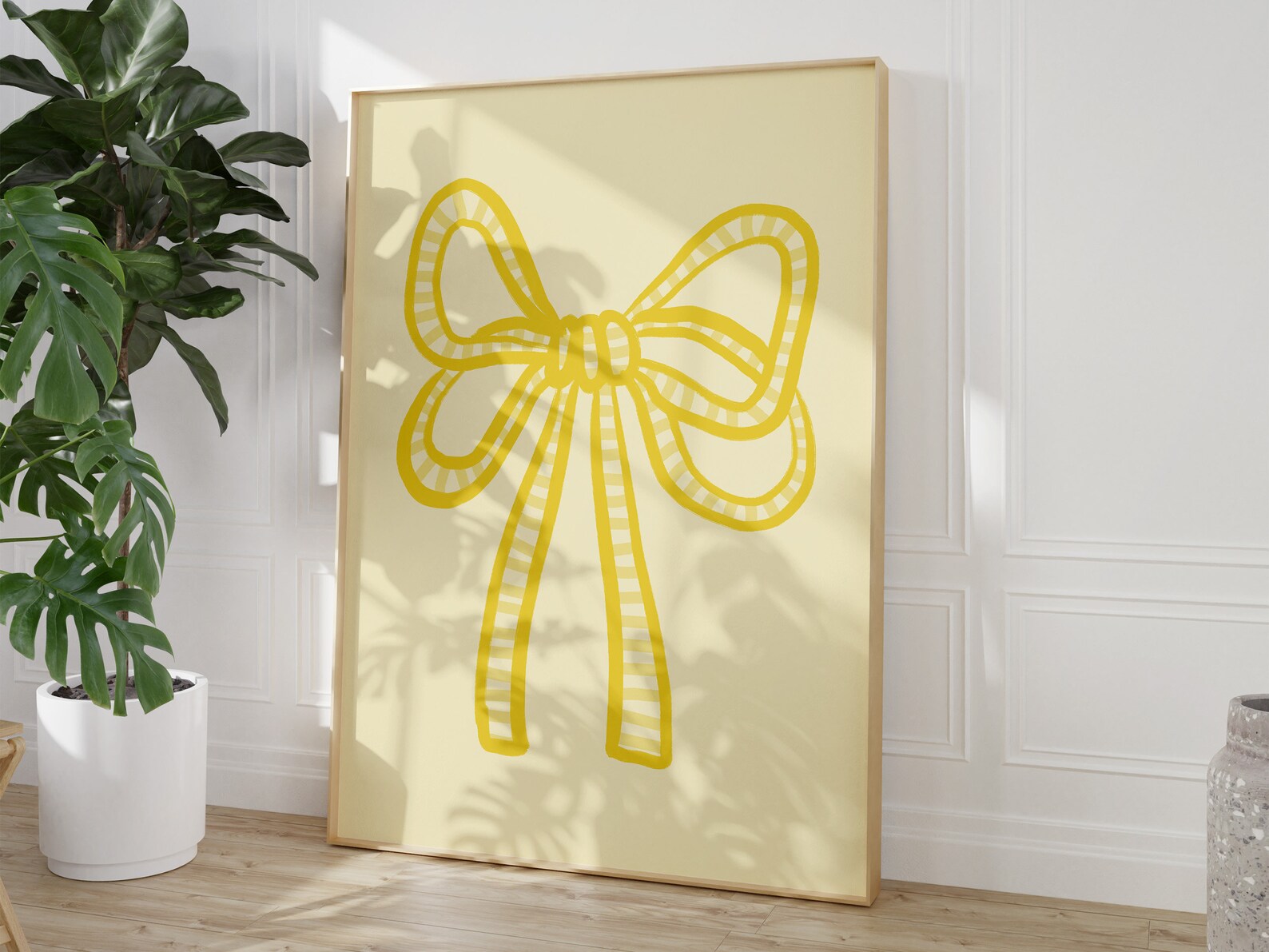 Yellow Preppy Bow Poster, Coquette Room Decor, Balletcore Digital Print ...