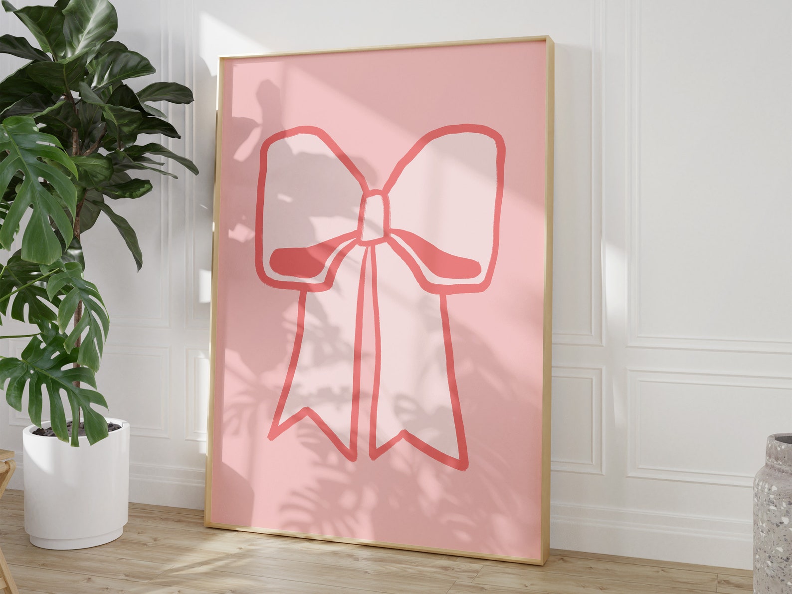 Pink Preppy Bow Poster, Coquette Room Decor, Balletcore Digital Print ...