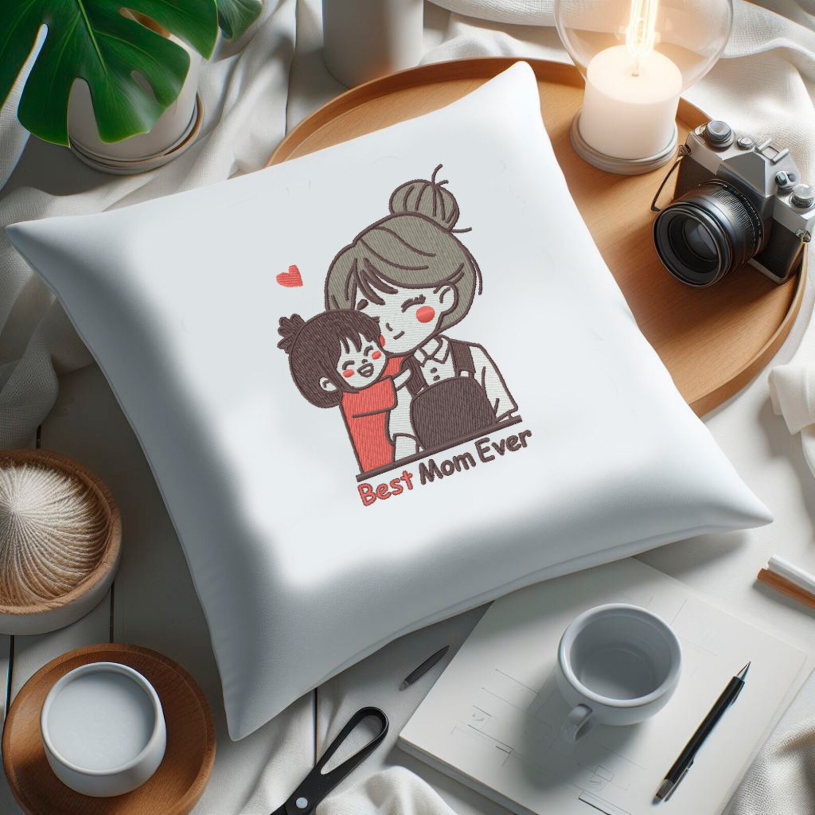 Mother and Daughter Machine Embroidery Design. Daughter Hugging Mother ...