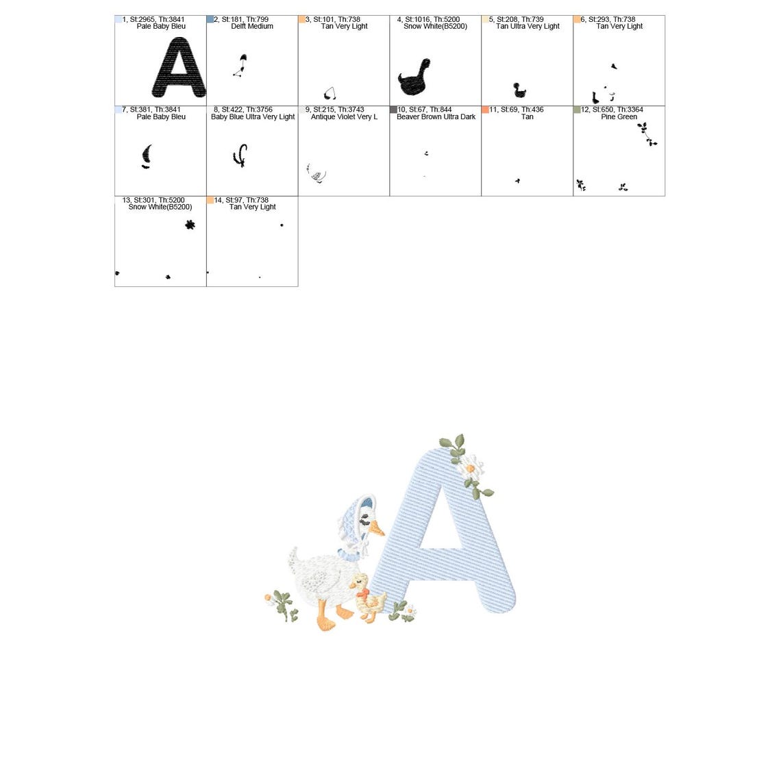 Goose Embroidery Alphabet, 3-inch Farmhouse Letters (digital Download ...