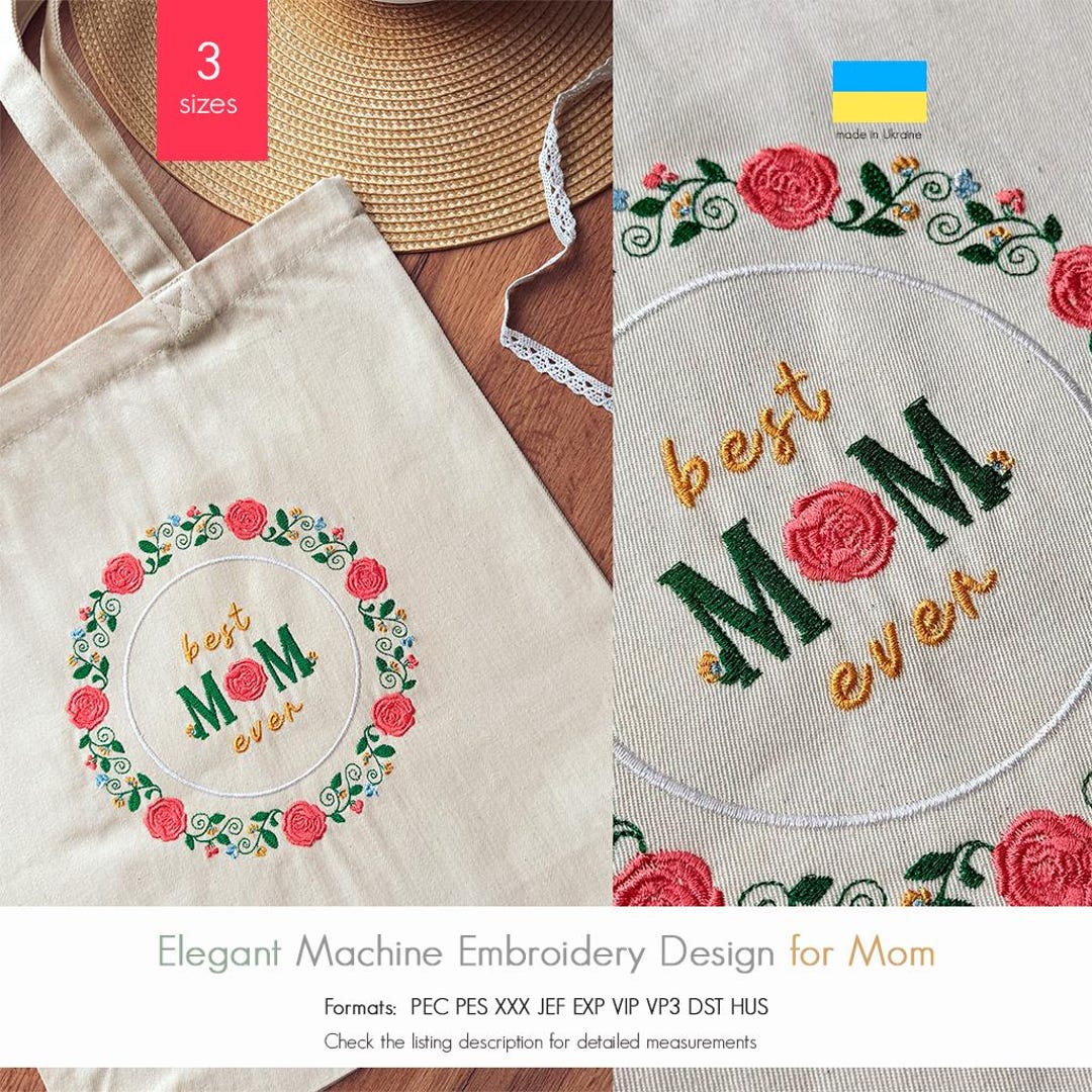Best Mom Ever Embroidery Design – Floral Wreath (instant Download) - Etsy