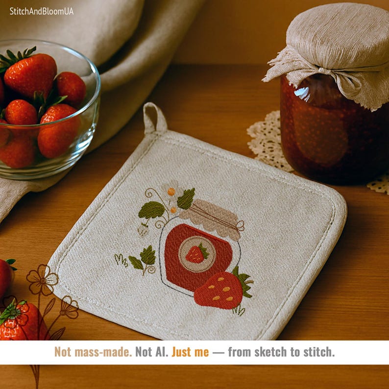Strawberry Jam Machine Embroidery Design | Cottagecore Jam Jar ...