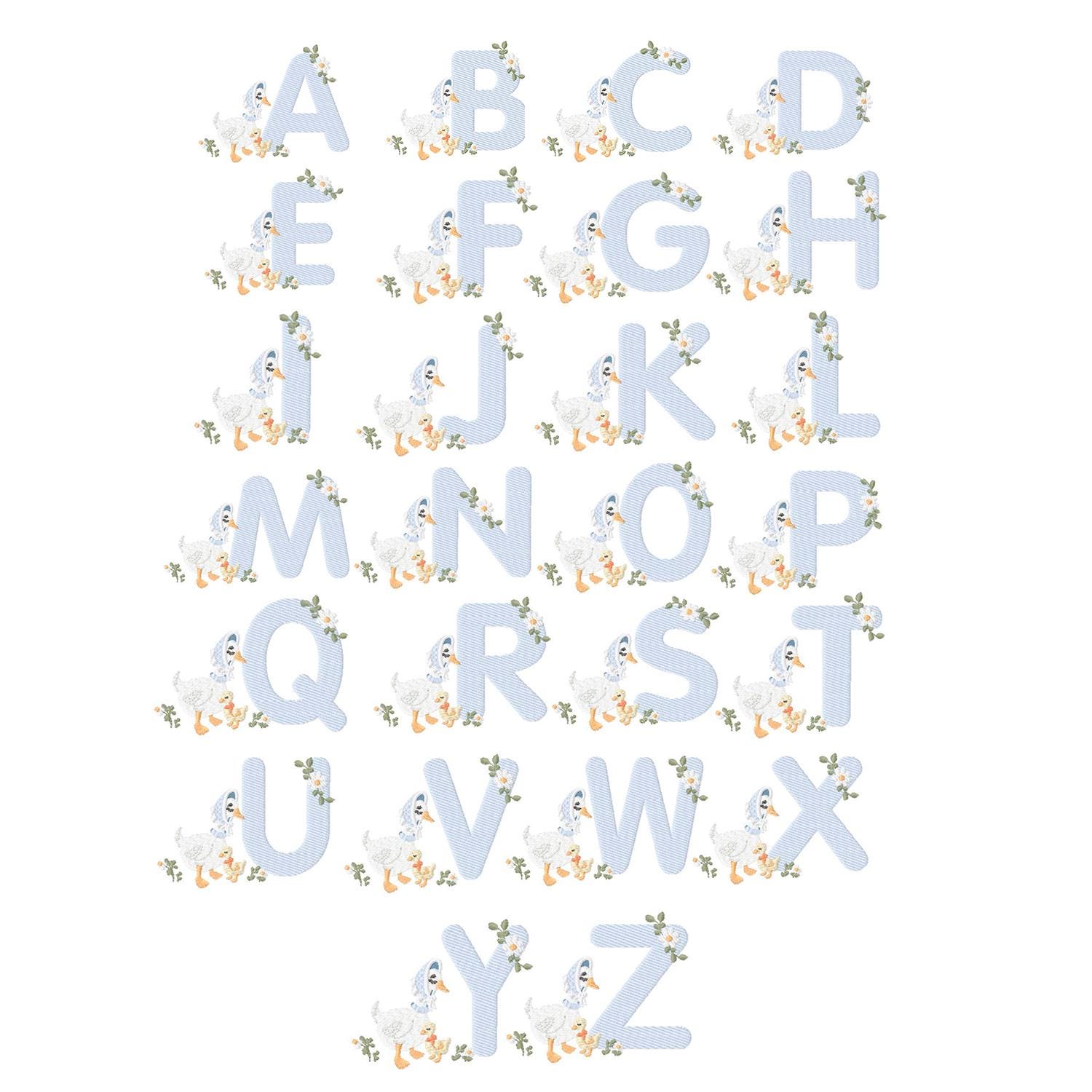 Goose Embroidery Alphabet, 3-inch Farmhouse Letters (digital Download ...