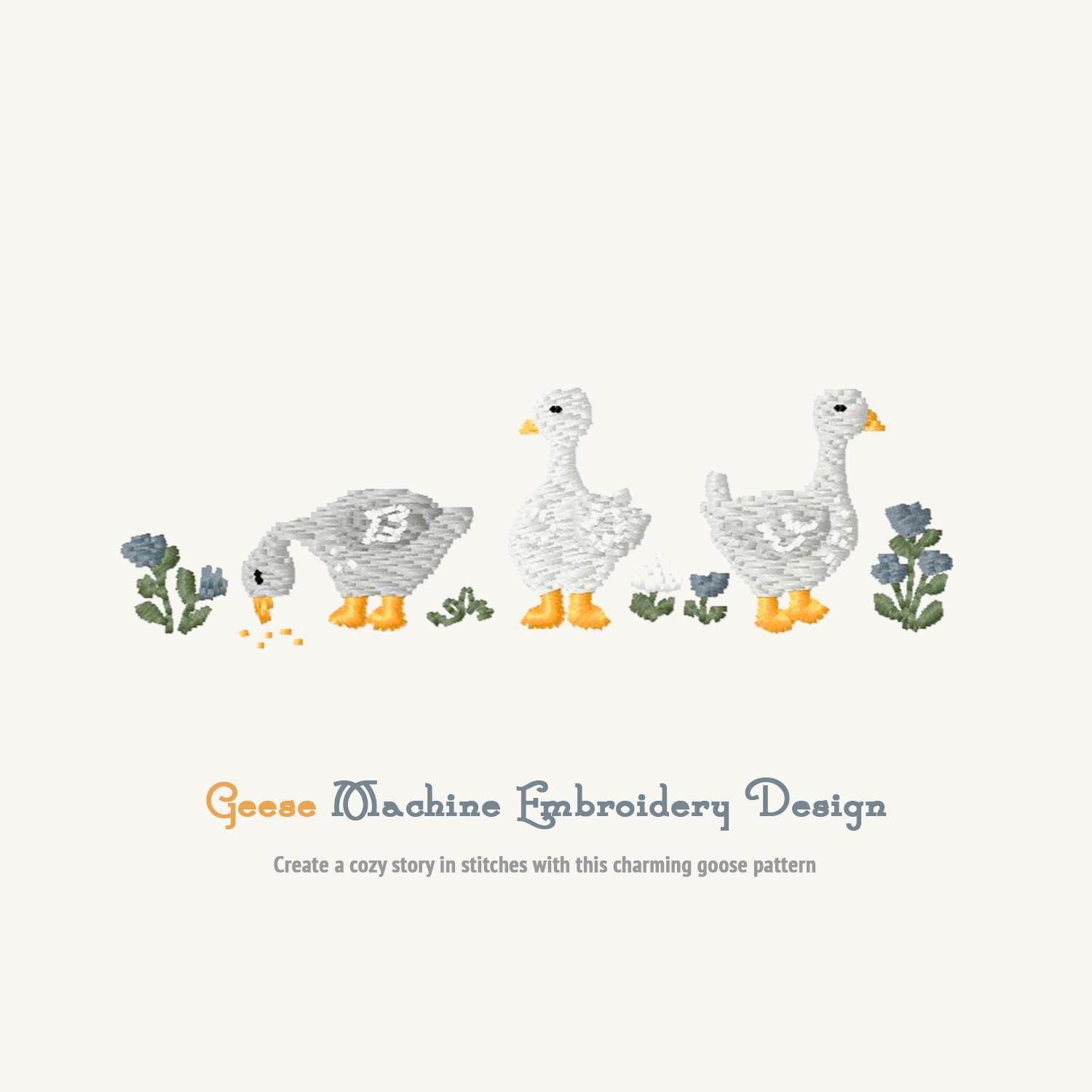 Geese Machine Embroidery Design — Goose Trio Cottagecore, Instant ...