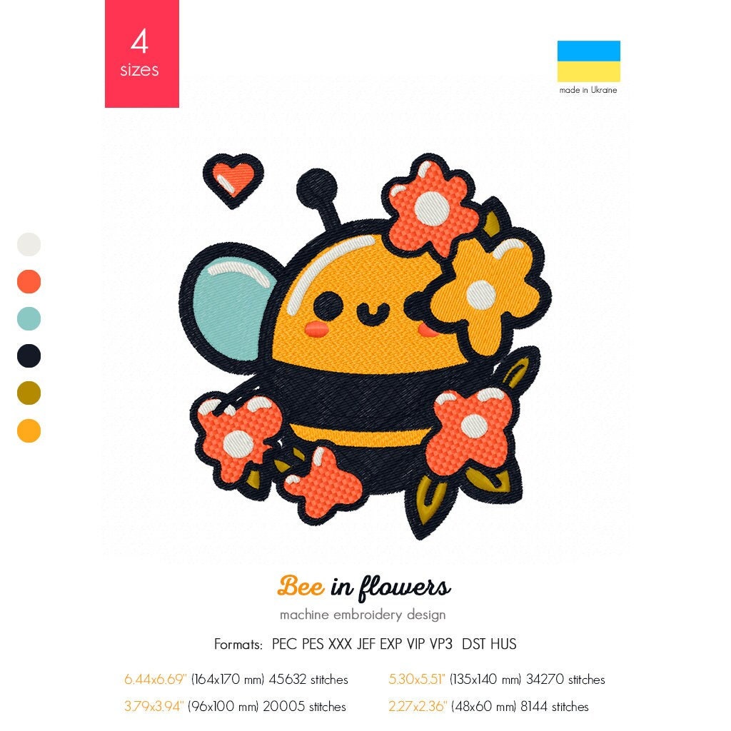 Bee Machine Embroidery Design. Cute Bee Machine Embroidery Design ...