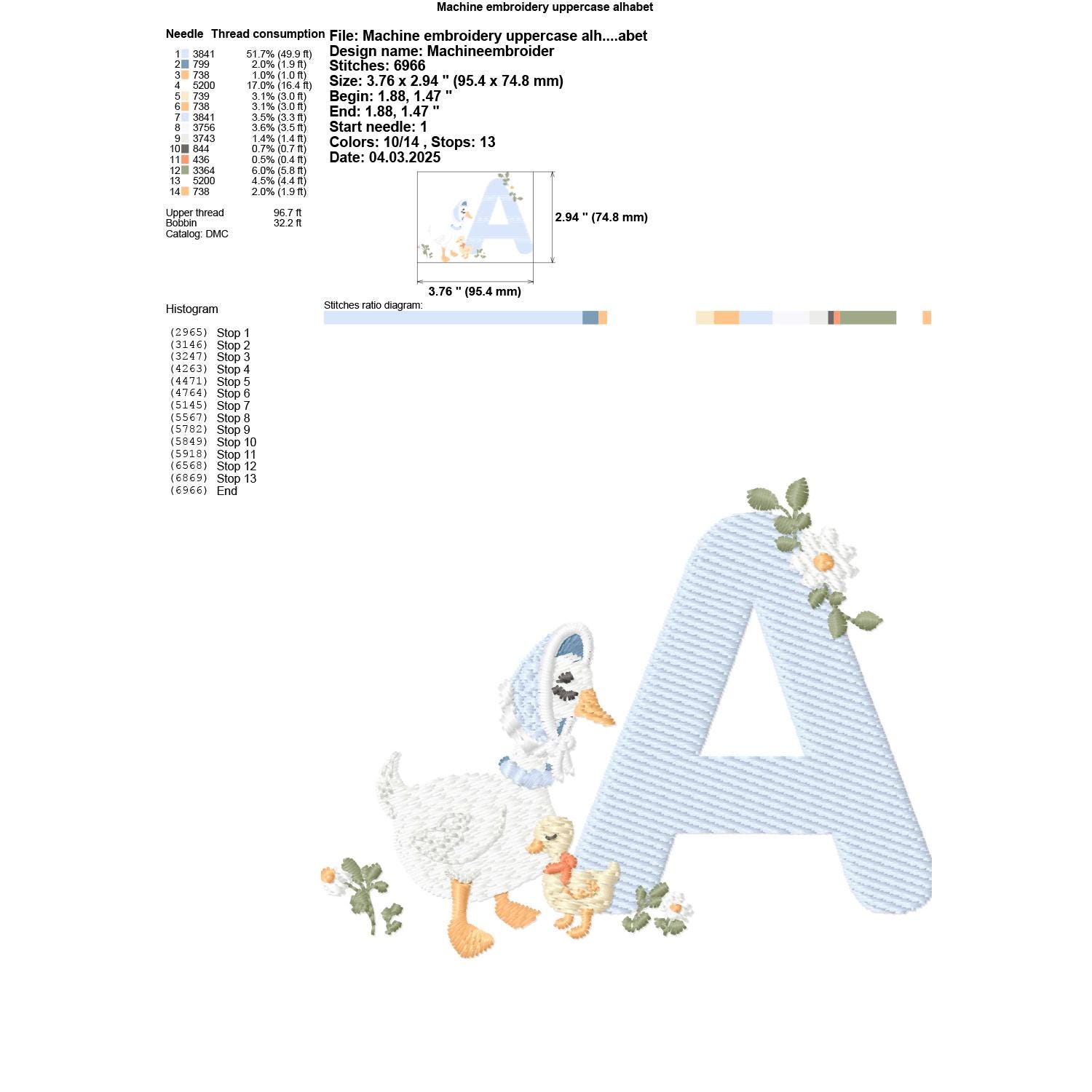 Goose Embroidery Alphabet, 3-inch Farmhouse Letters (digital Download ...
