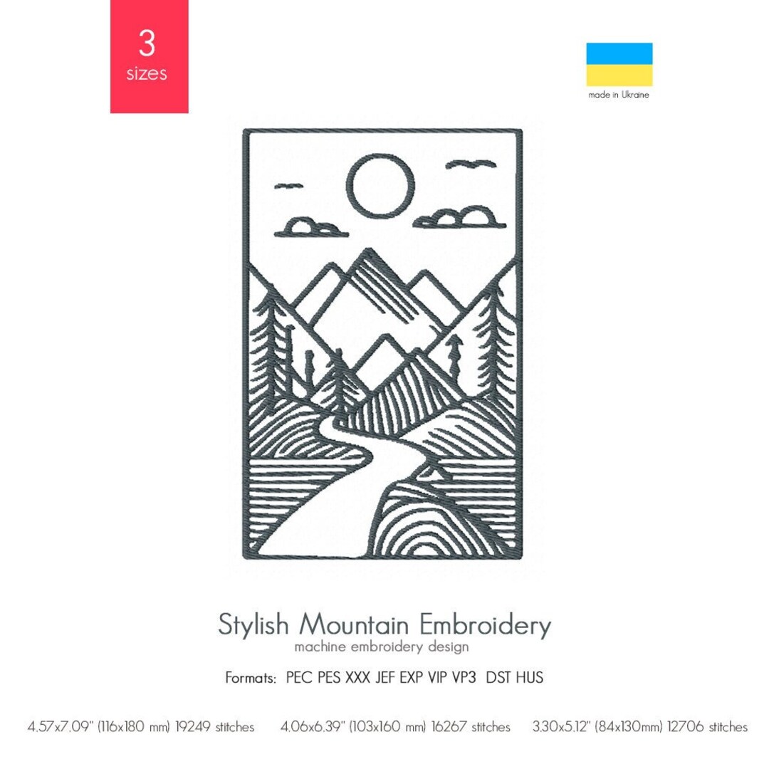 Machine Embroidery Design Mountains. Machine Embroidery Travel. Machine ...