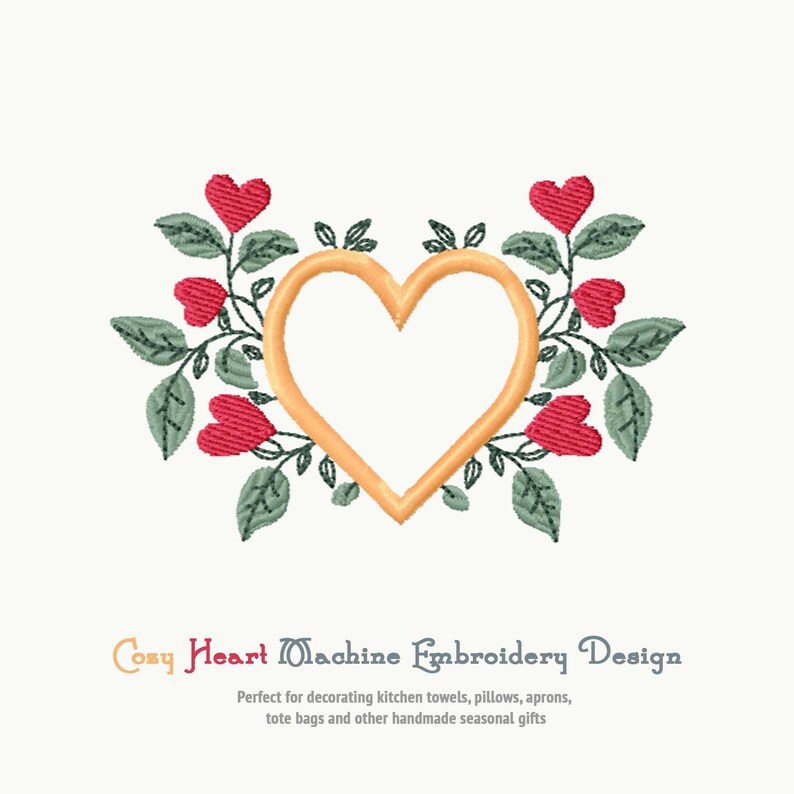 Heart Floral Machine Embroidery Design – Romantic Valentine Frame ...