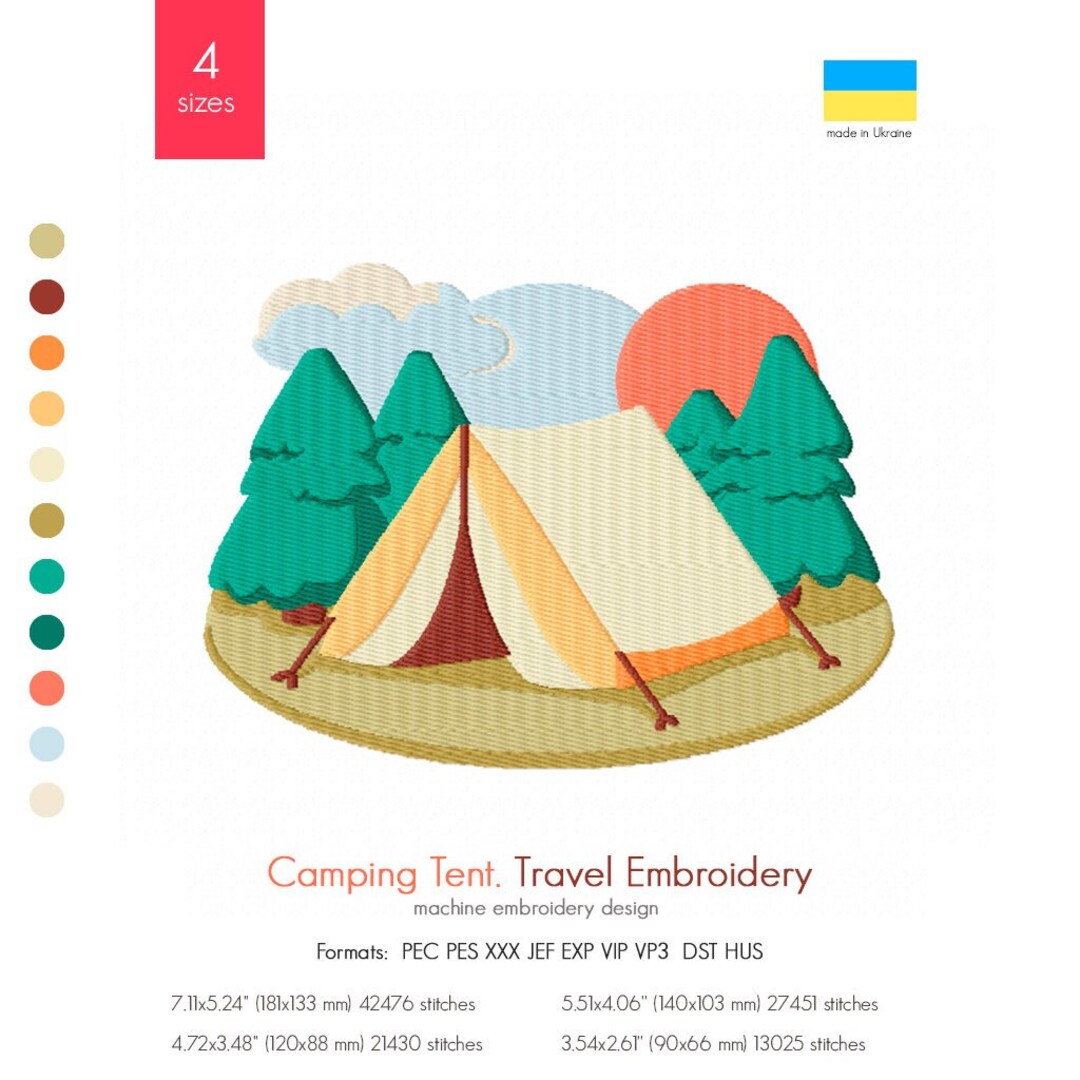 Camping Tent Machine Embroidey Design. Travel Embroidery Machine Design ...
