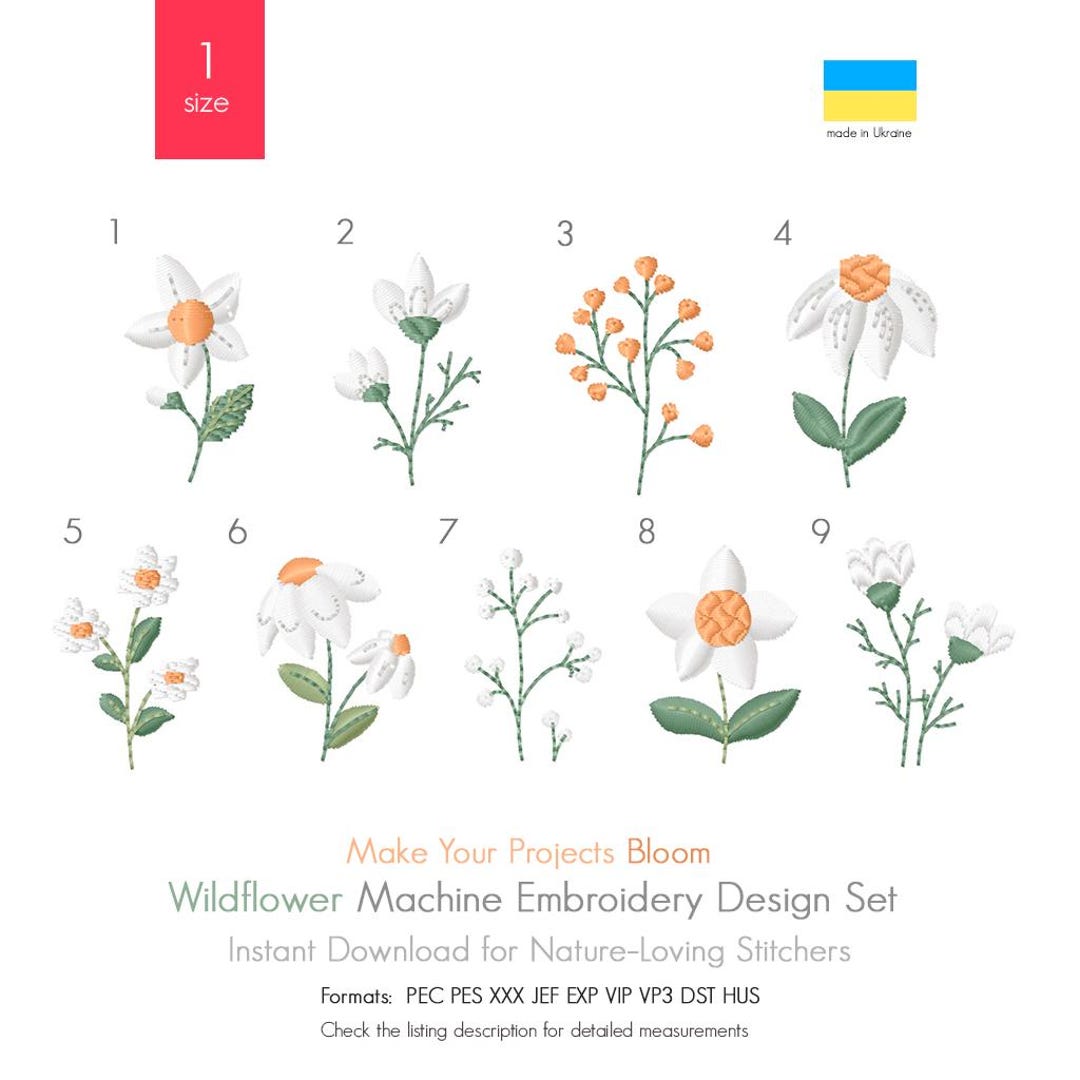 Dainty Wildflower Machine Embroidery Designs, Floral Pattern (digital ...