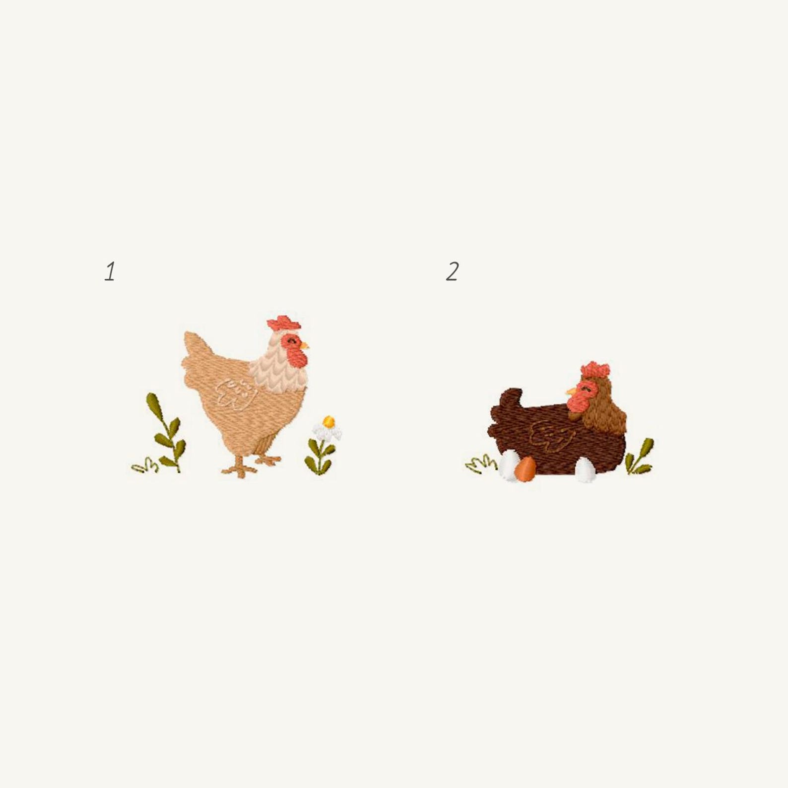 Chicken Embroidery Design for Machine, Hen With Eggs & Standing Chicken ...