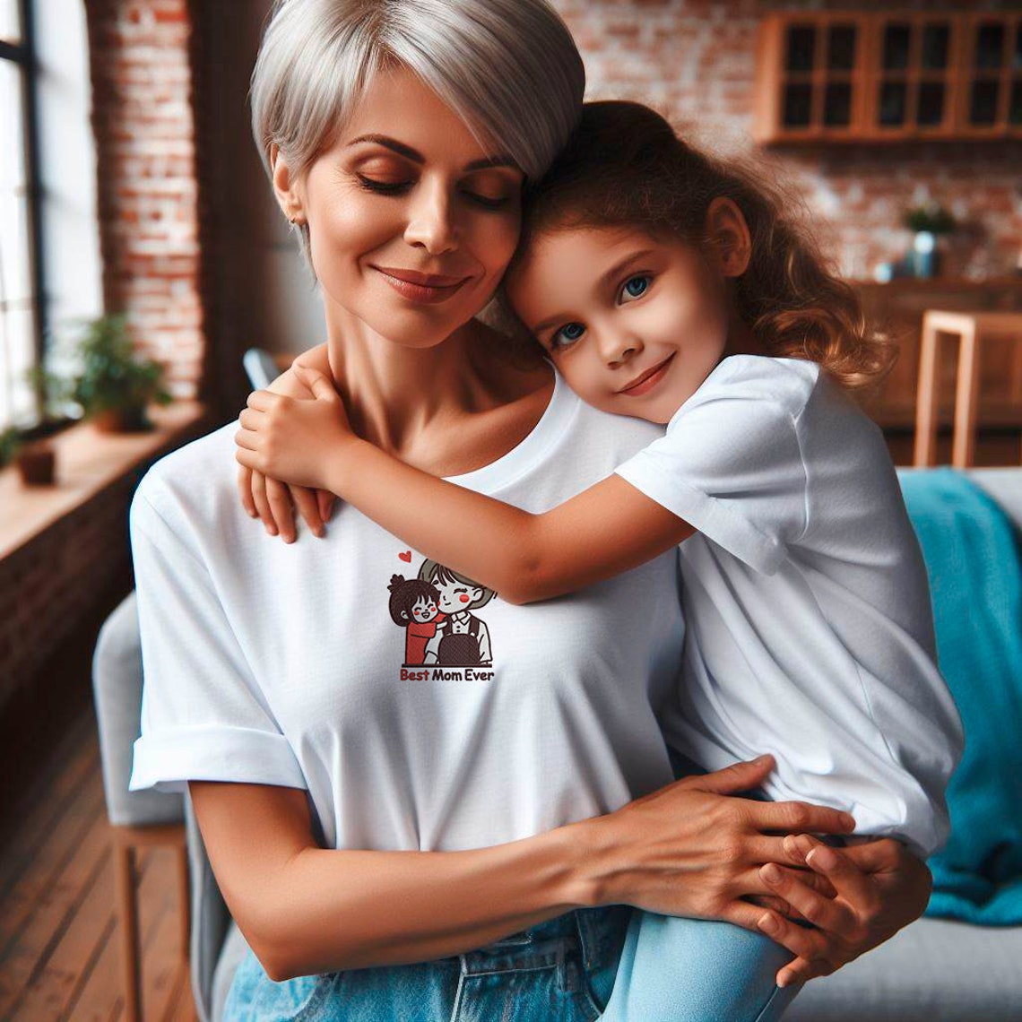 Mother and Daughter Machine Embroidery Design. Daughter Hugging Mother ...