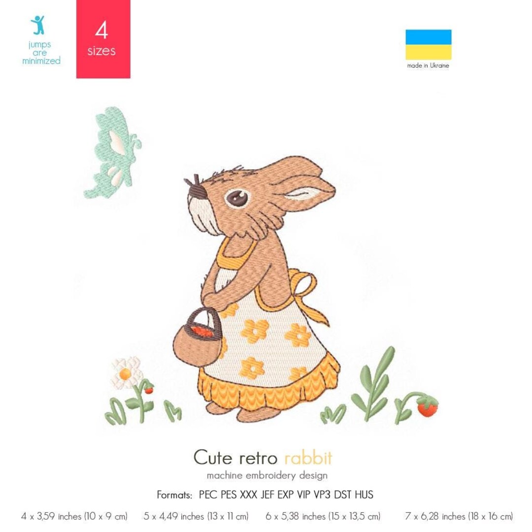 Rabbit Machine Embroidery Design, Spring Rabbit Machine Embroidery ...
